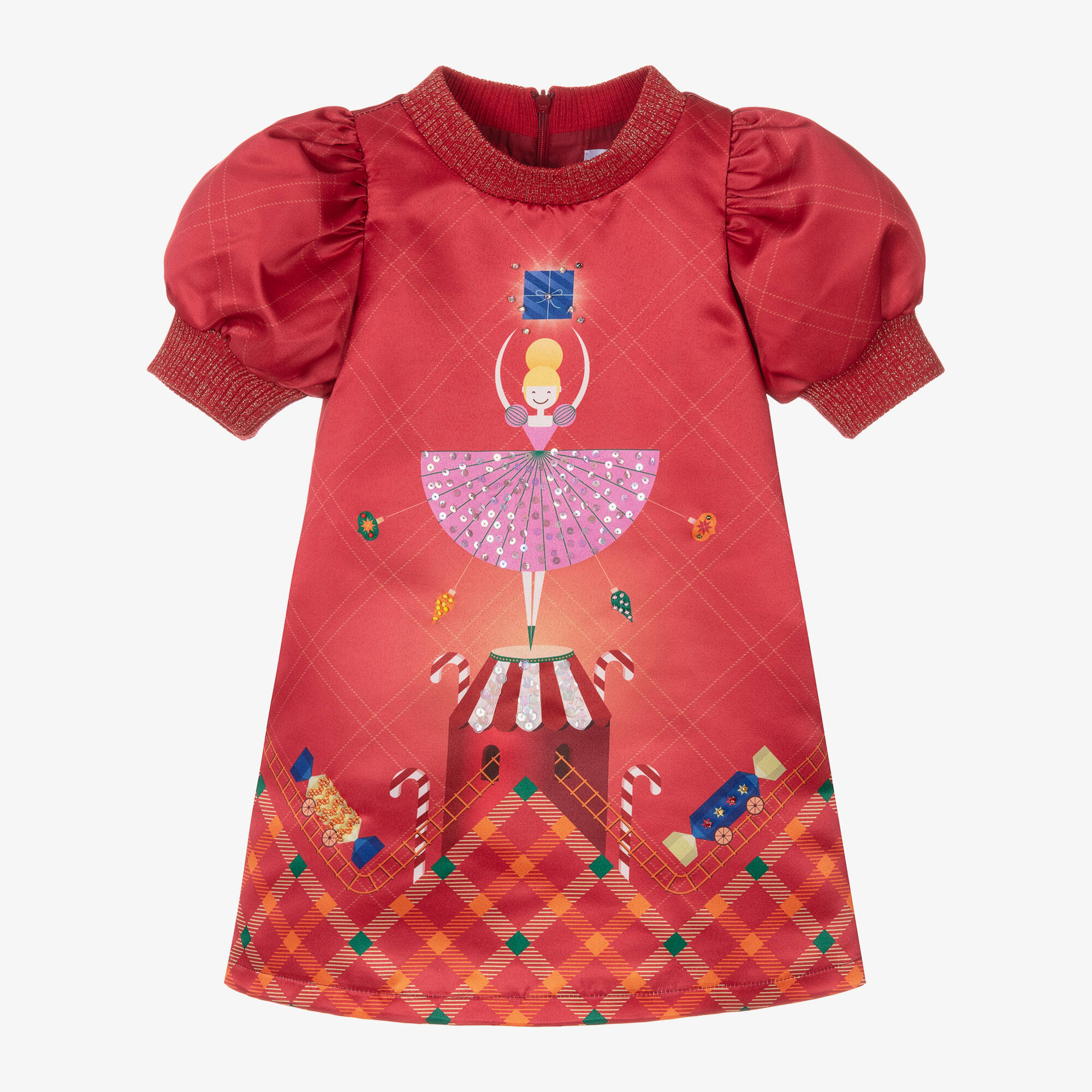 EIRENE - Girls Red Satin Festive Dress | Childrensalon Outlet