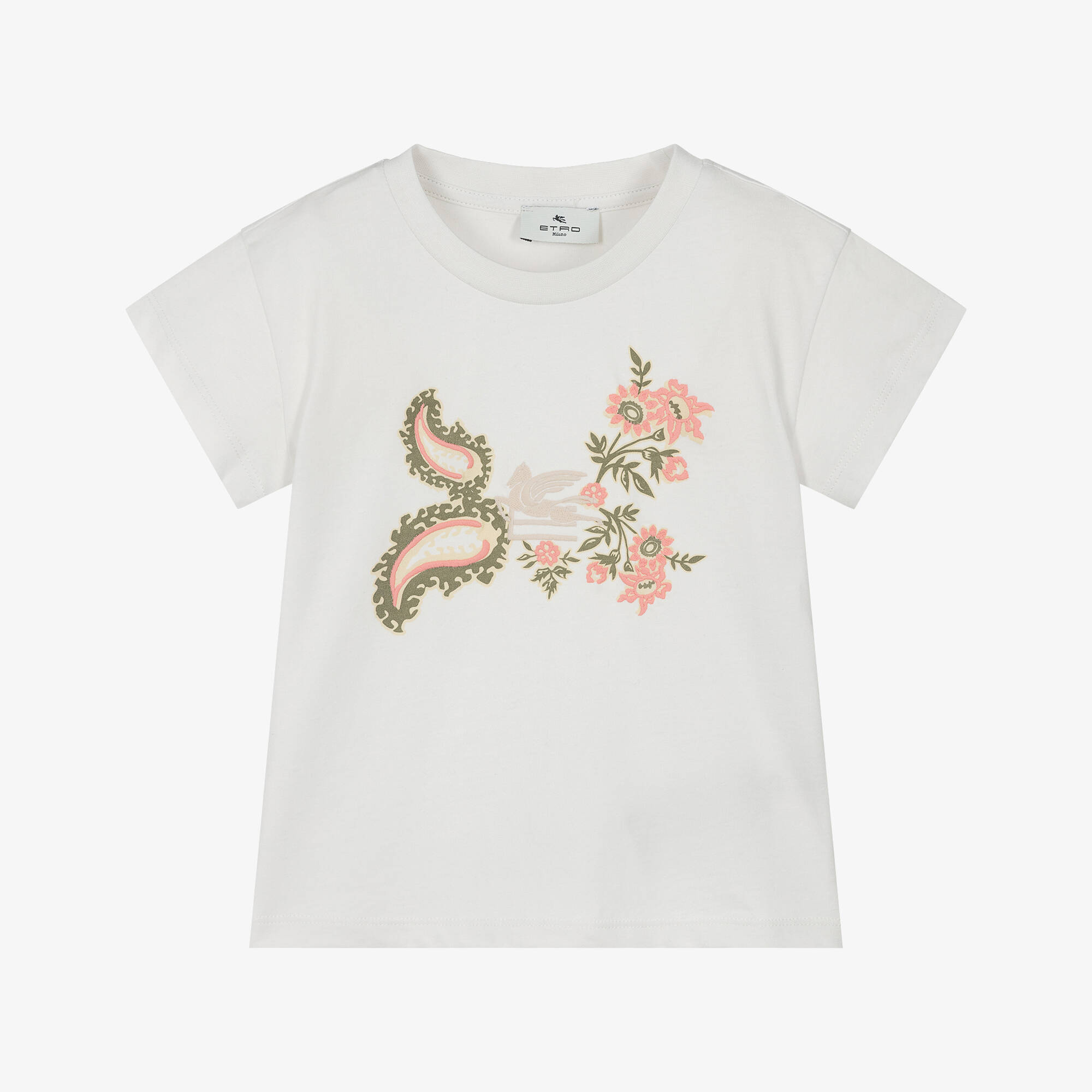 Etro - Girls Ivory Paisley Cotton Tee | Childrensalon Outlet