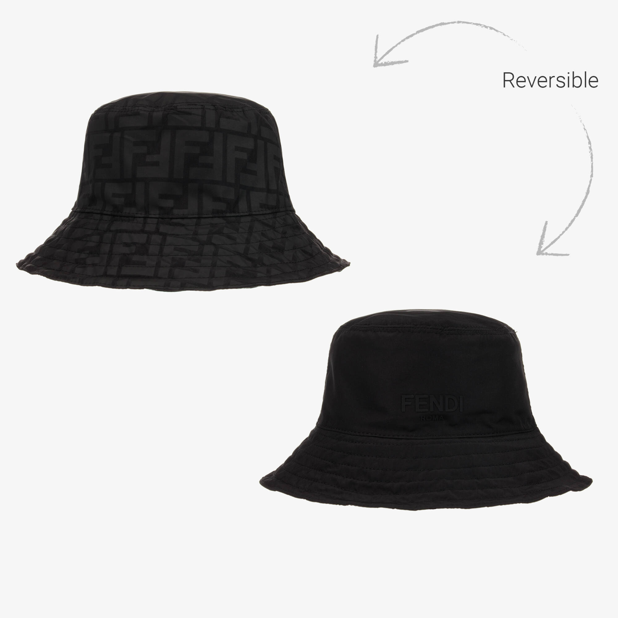 Fendi - Black FF Logo Reversible Hat | Childrensalon Outlet