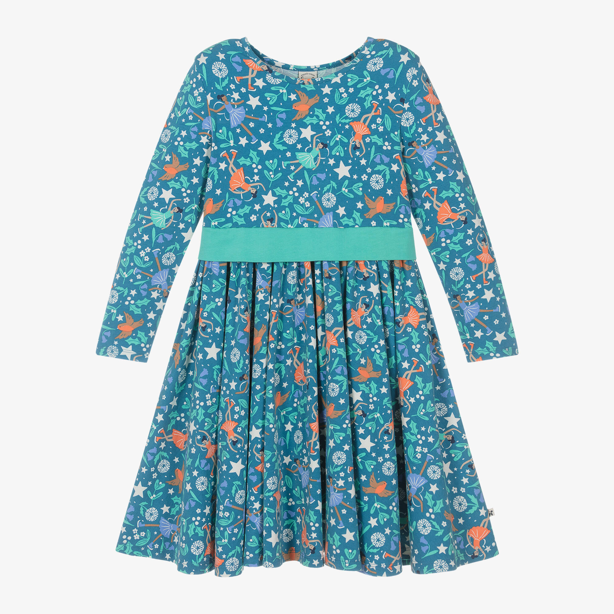 Frugi - Girls Turquoise Organic Cotton Dress | Childrensalon Outlet