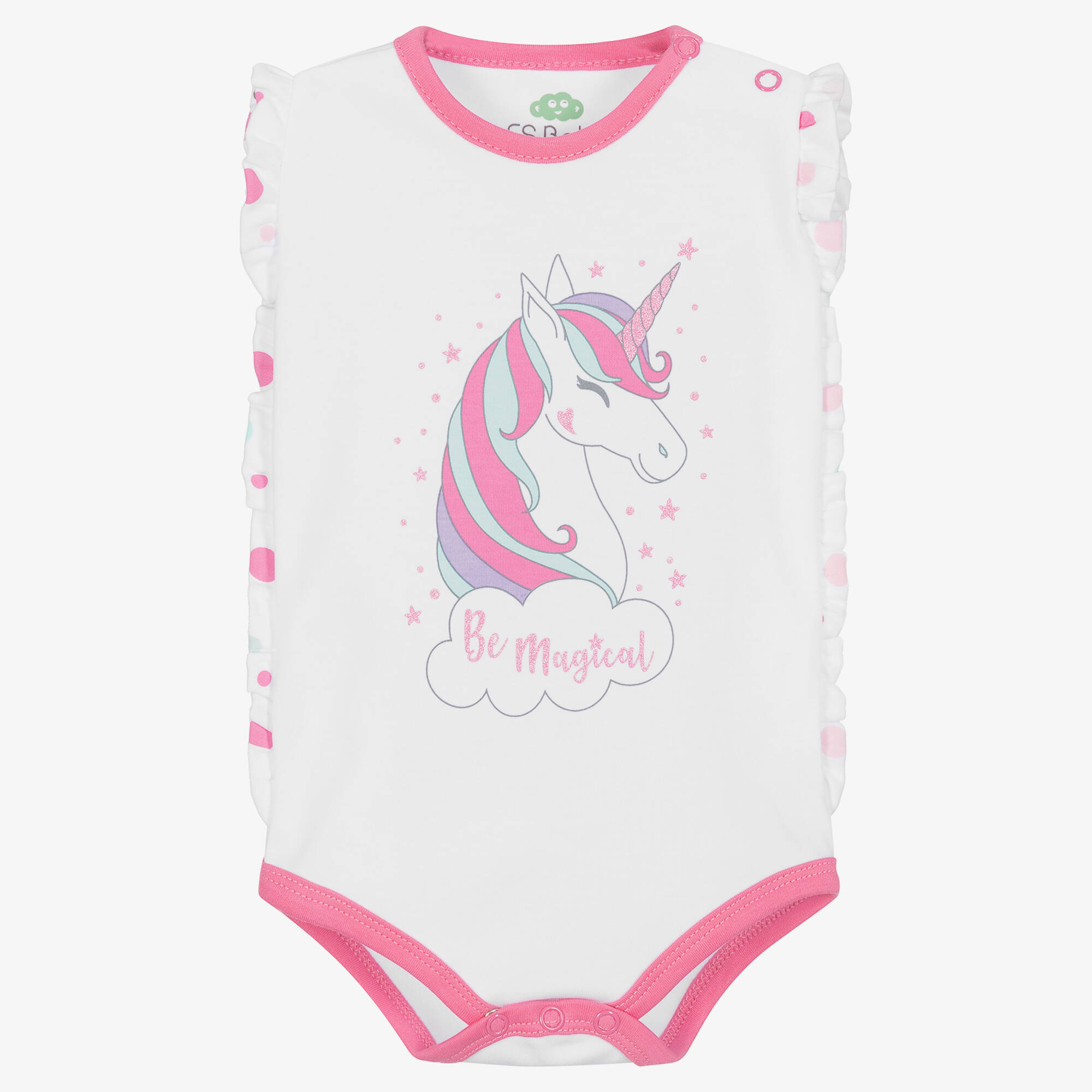 FS Baby - Girls White Cotton Unicorn Bodyvest | Childrensalon Outlet