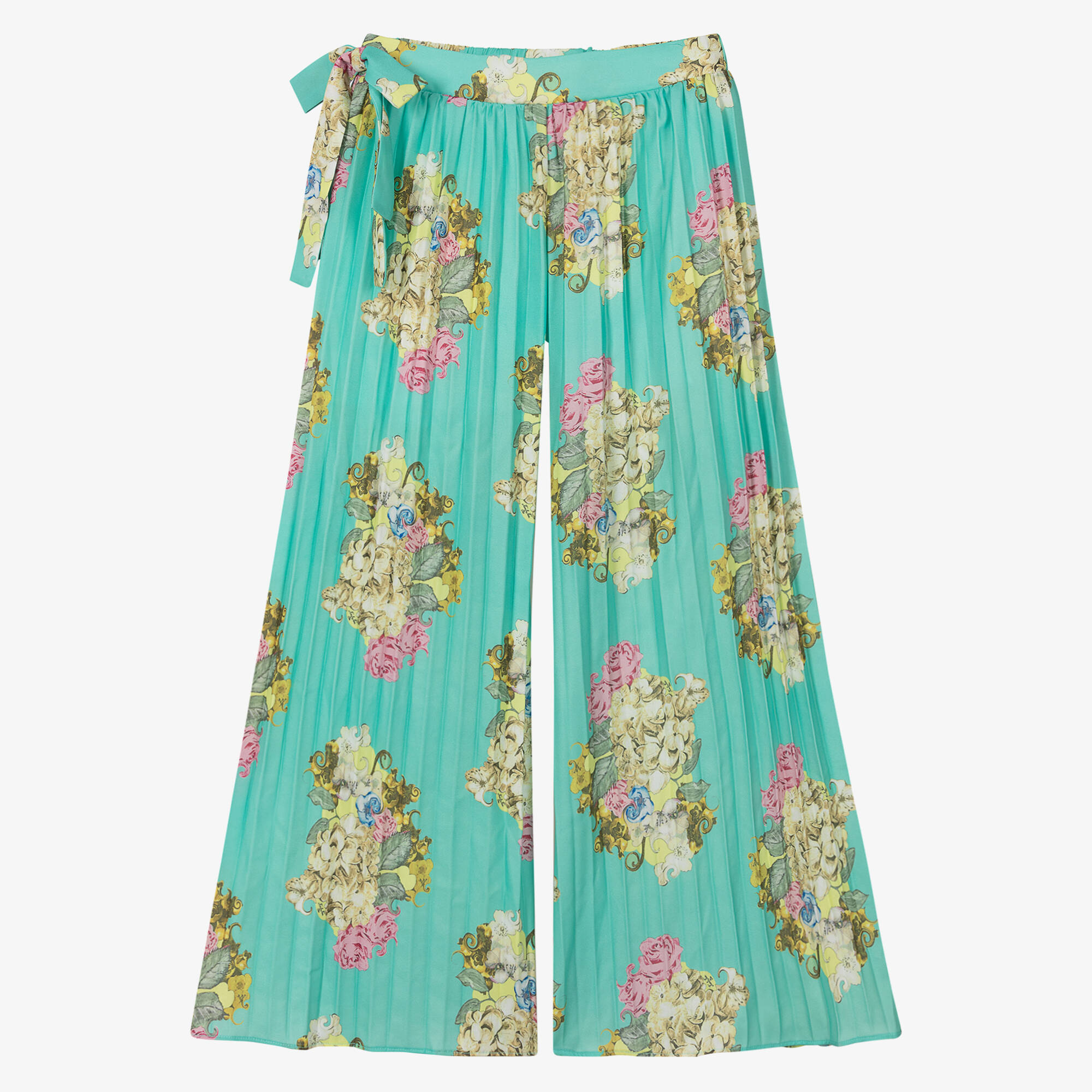 Fun & Fun - Girls Jade Pleated Floral Trousers | Childrensalon Outlet