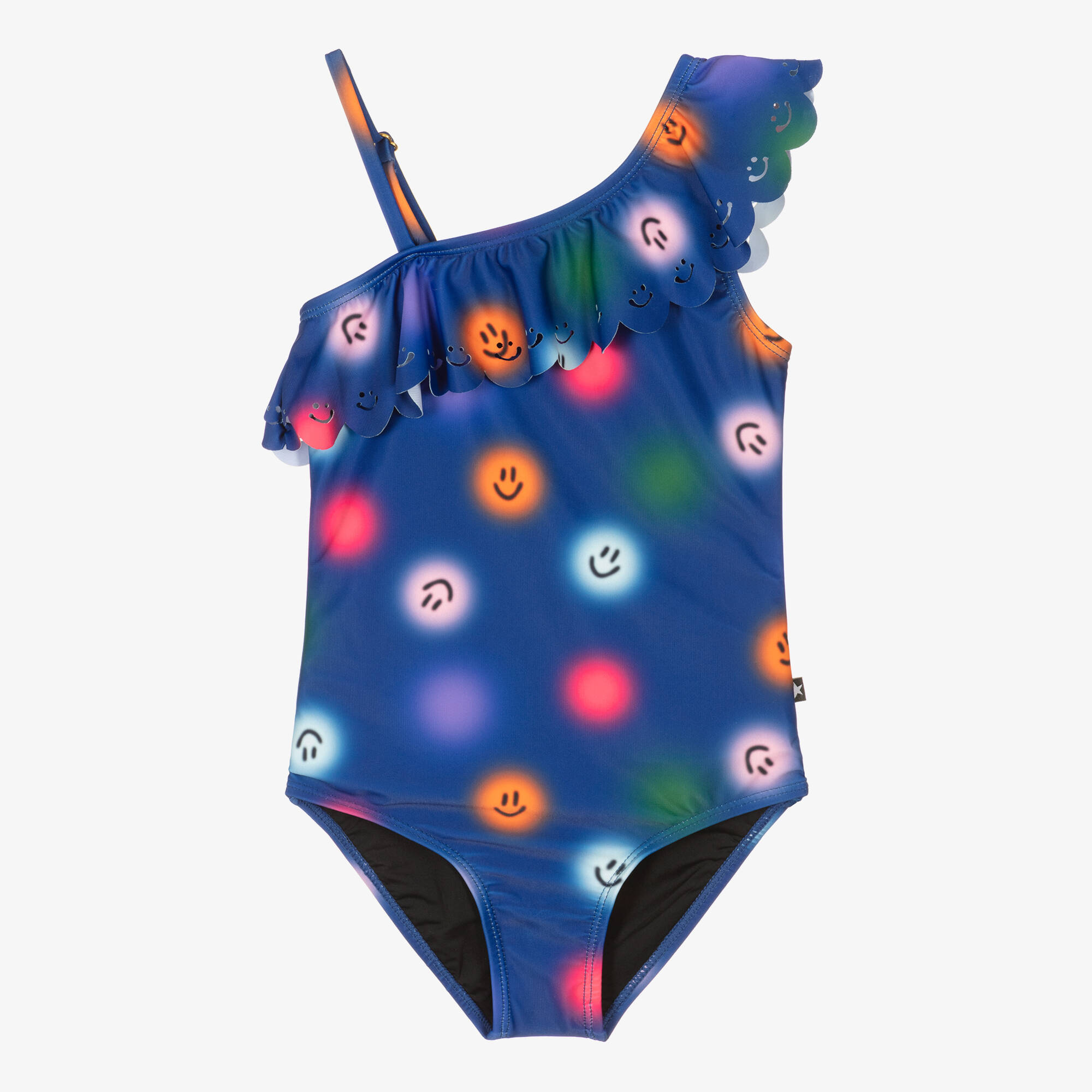 Molo - Girls Blue Happy Face Swimsuit (UPF50+) | Childrensalon Outlet