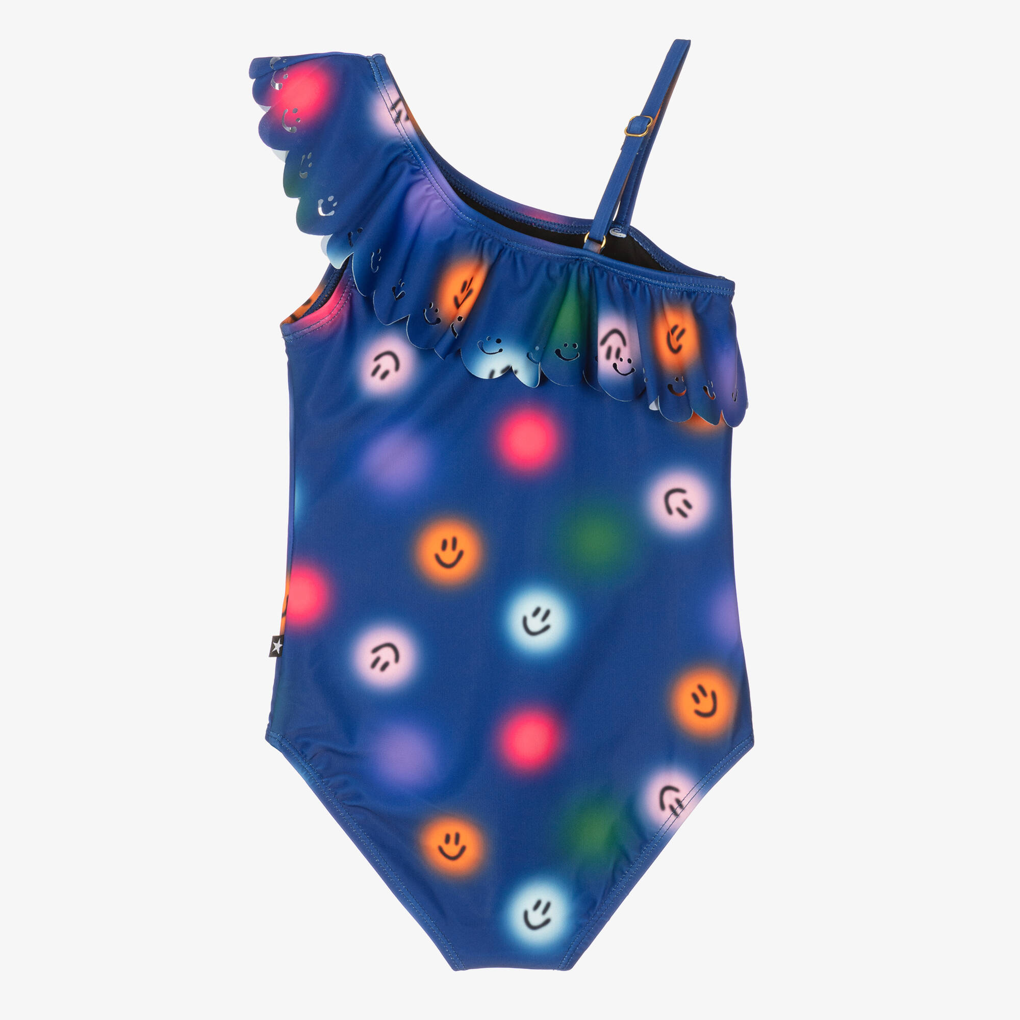 Molo - Girls Blue Happy Face Swimsuit (UPF50+) | Childrensalon Outlet