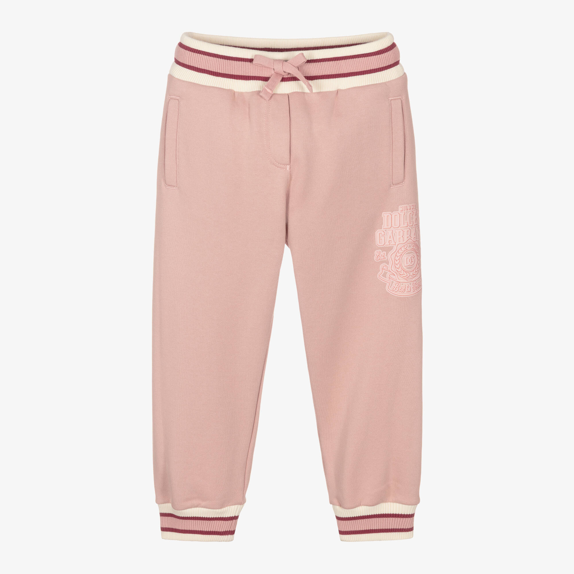 Dolce & Gabbana - Girls Pink Cotton Crest Logo Joggers | Childrensalon ...