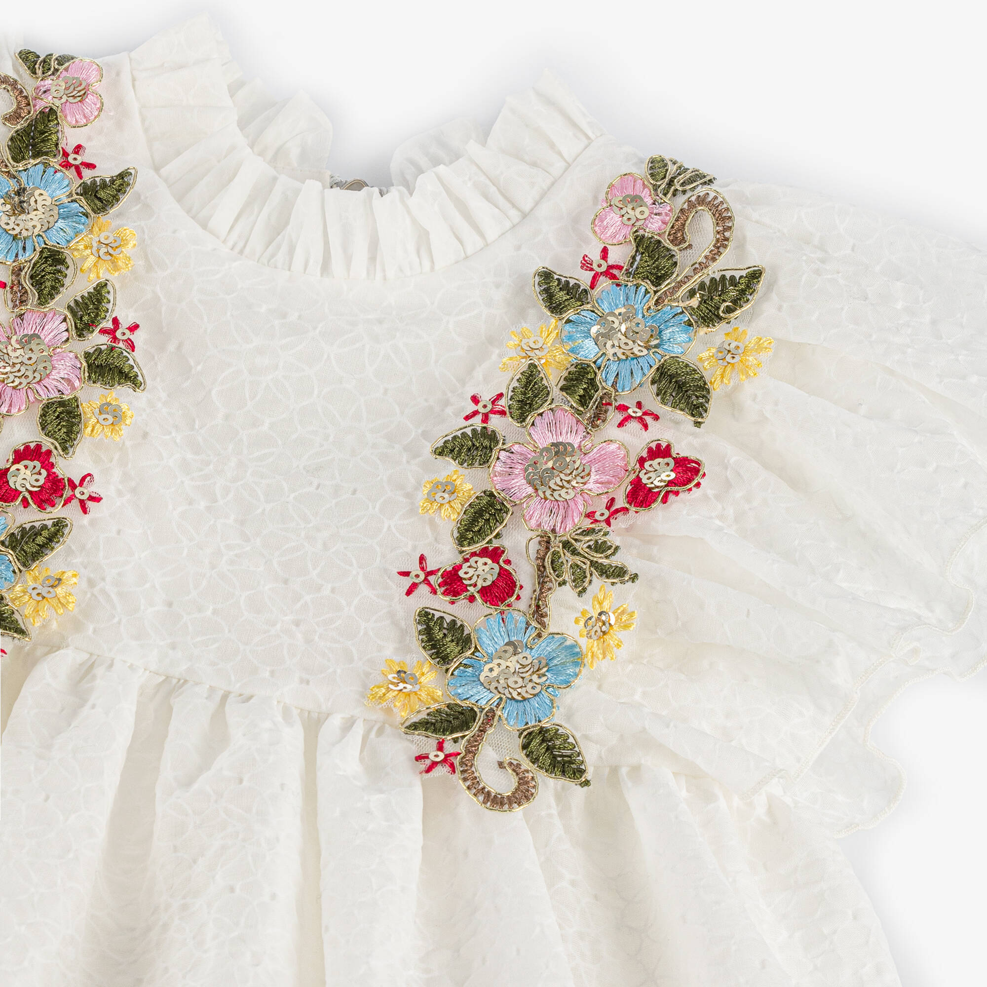 Graci - Girls Elegant White Floral Frock | Childrensalon Outlet