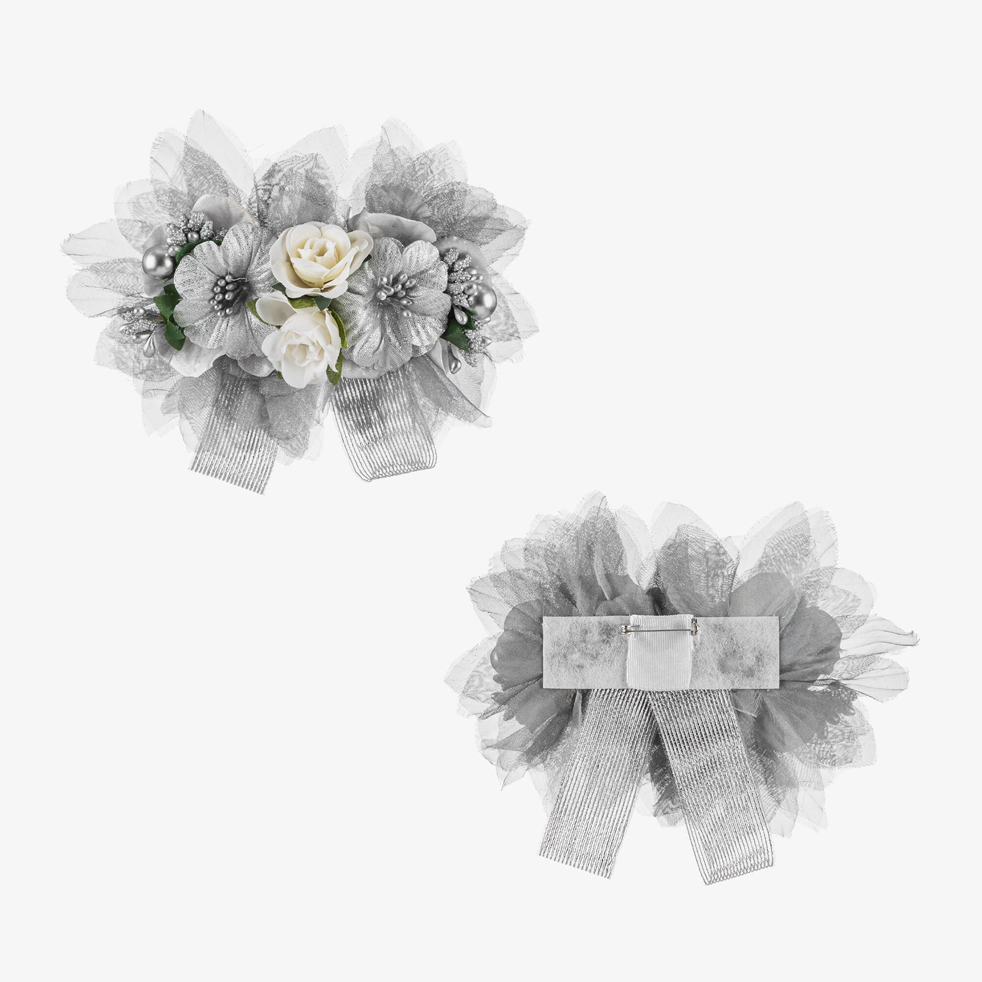 Graci - Girls White & Silver Organza Dress | Childrensalon Outlet