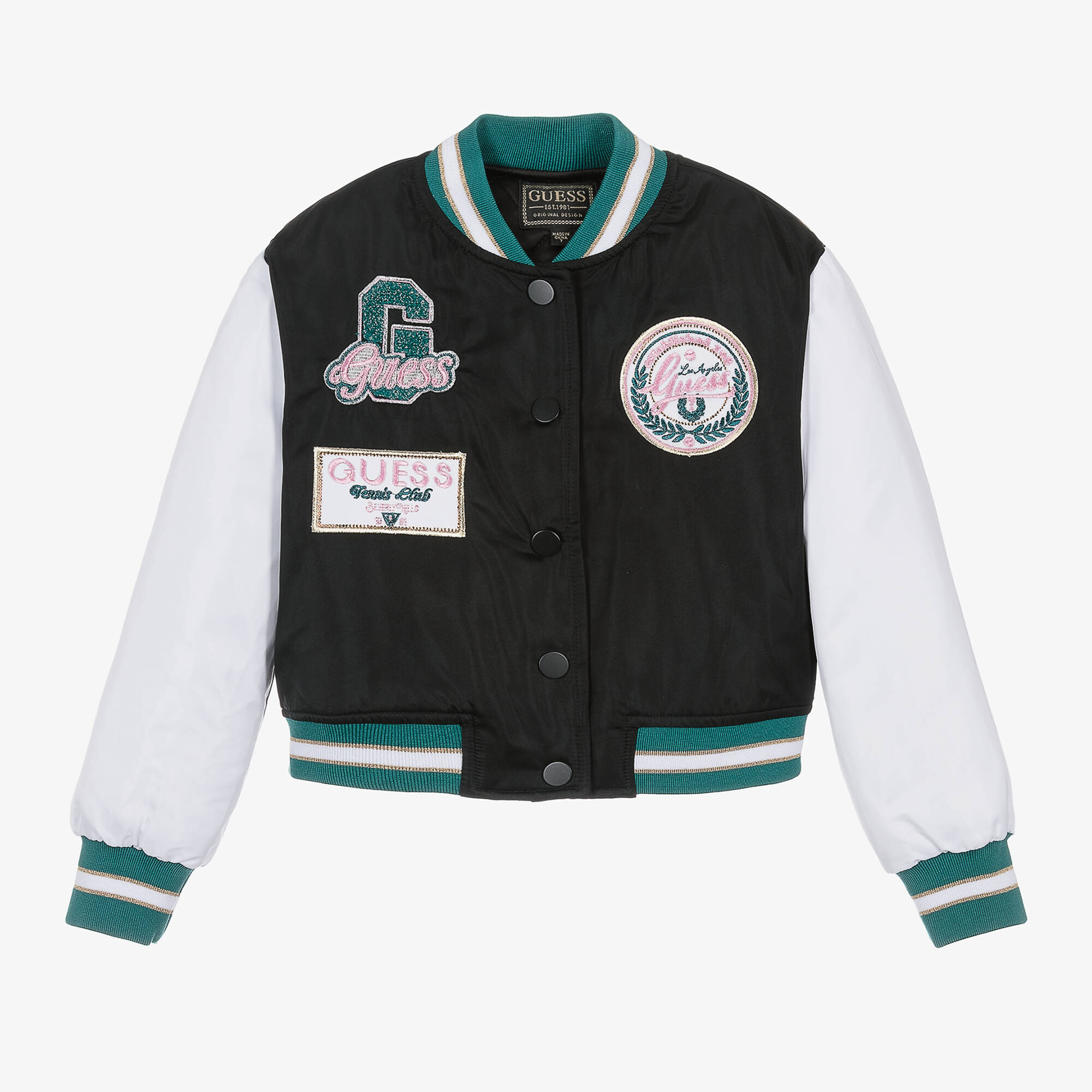 Guess - Junior Girls Black Bomber Jacket | Childrensalon Outlet
