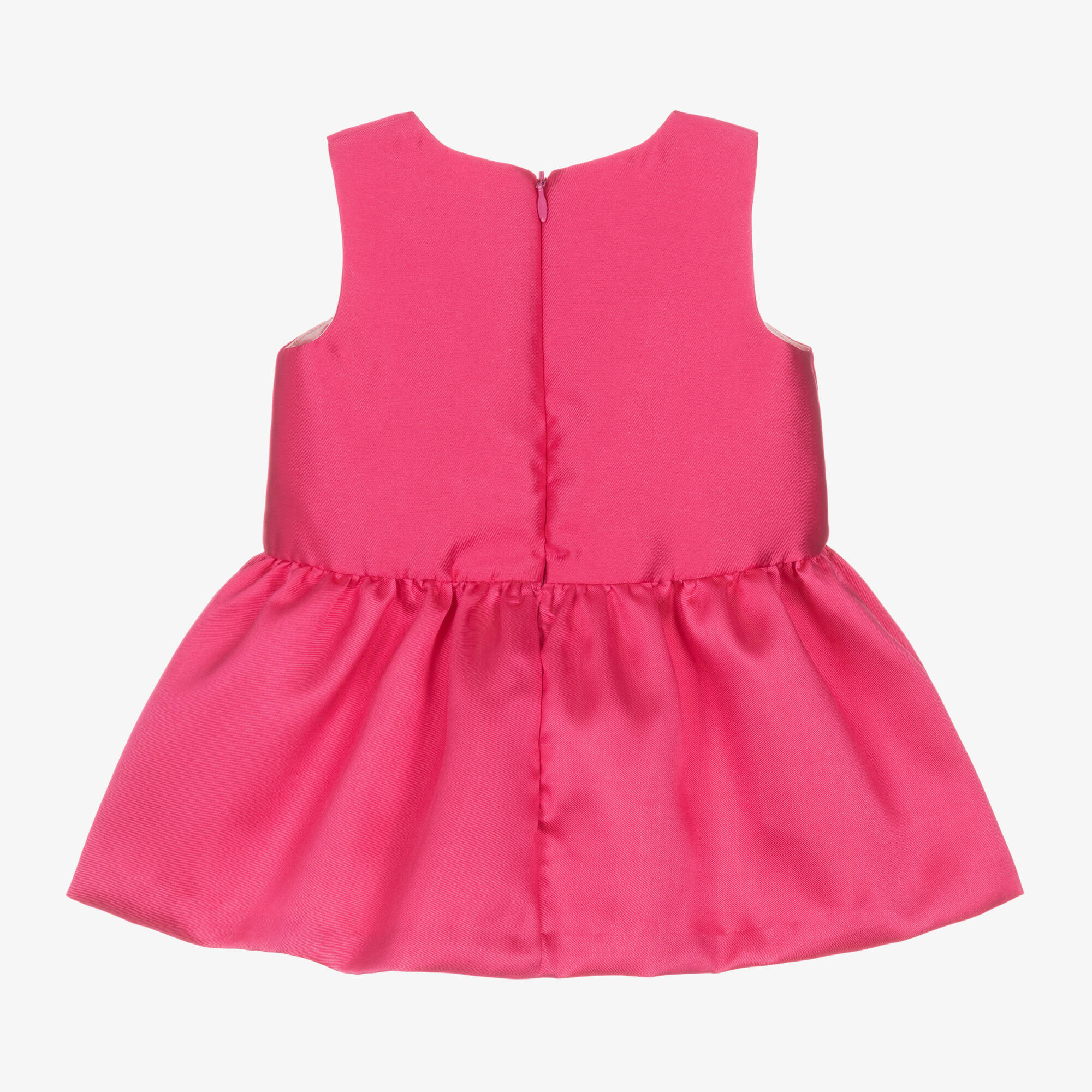 Hucklebones London - Girls' Fuchsia Satin Dress with Bow ...