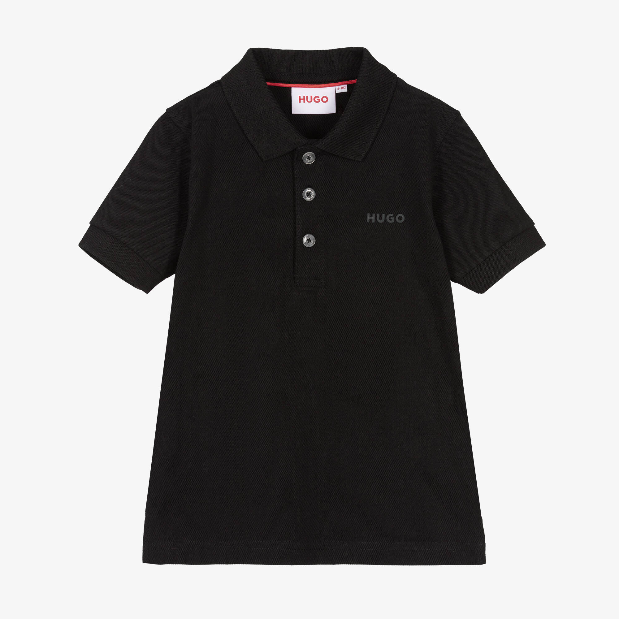 HUGO - Boys Classic Black Cotton Polo | Childrensalon Outlet