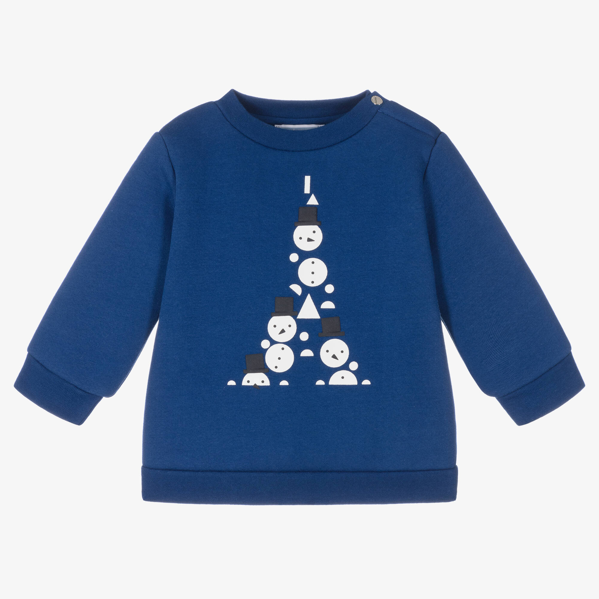 Jacadi Paris - Boys Blue Cotton Snowman Sweater | Childrensalon Outlet