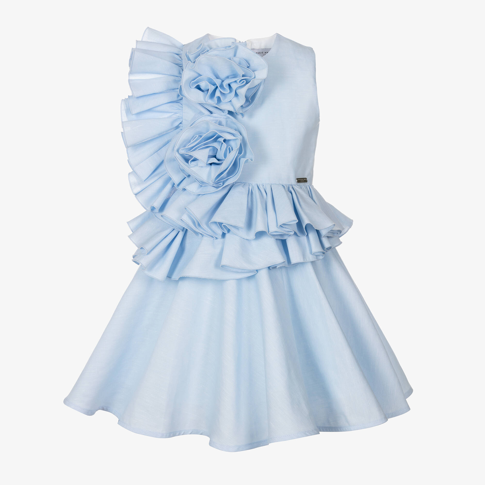 Jessie and James London - Girls Asymmetric Blue Blossom Ruffle Dress ...