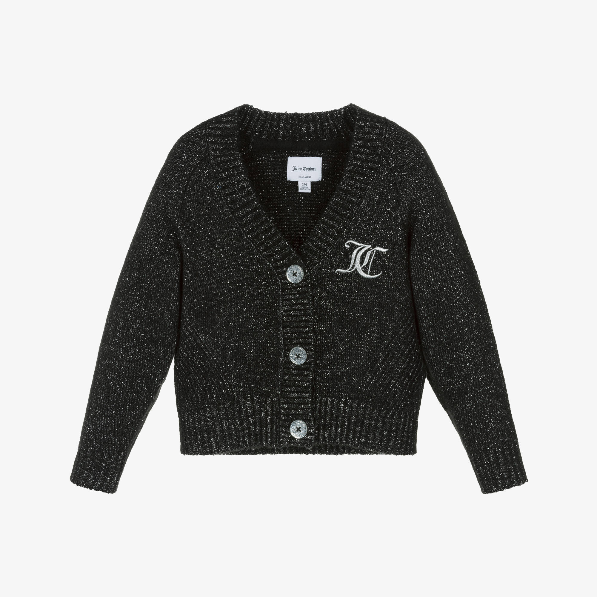 Juicy Couture - Girls Black & Silver Knitted Cardigan with Embroidered ...