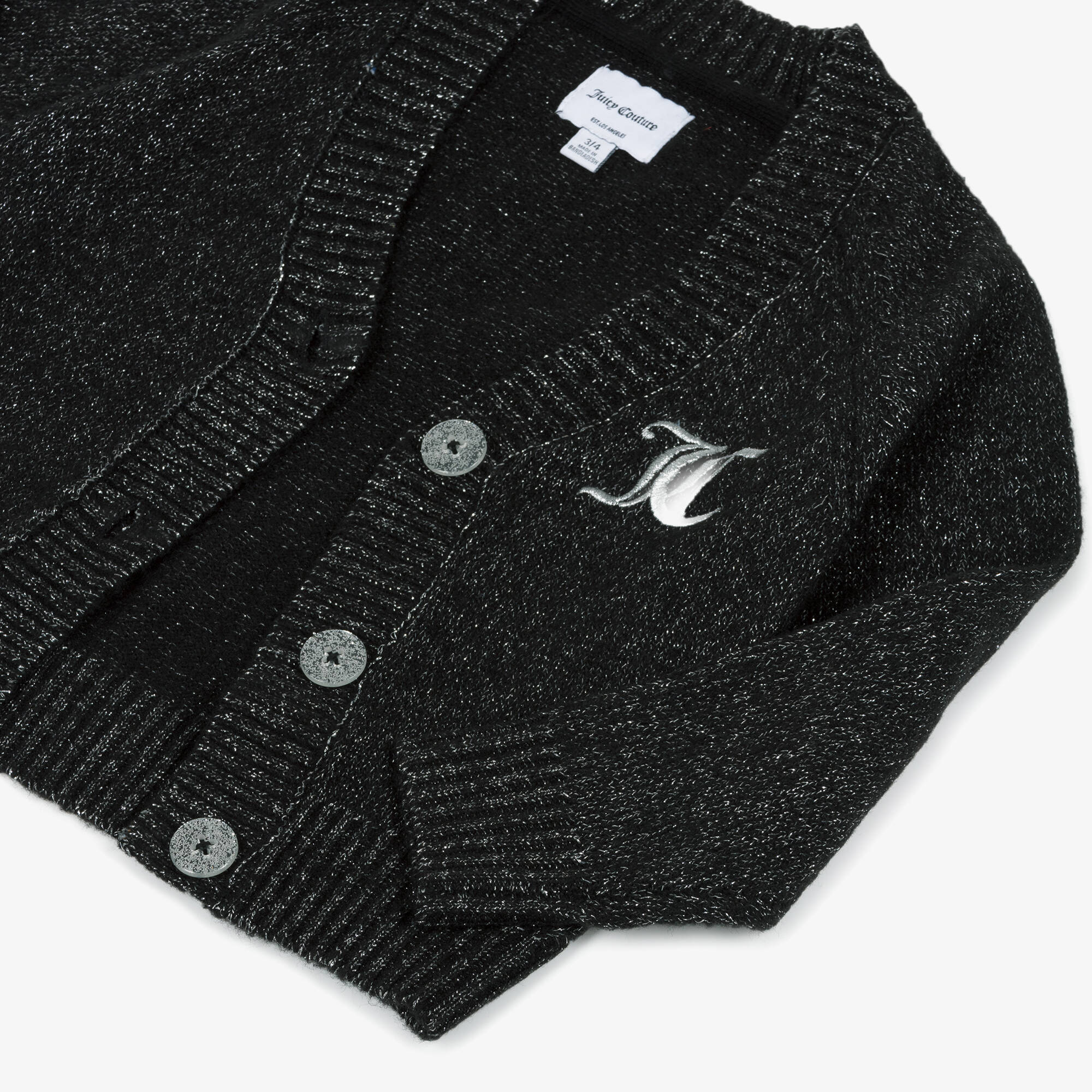 Juicy Couture - Girls Black & Silver Knitted Cardigan with Embroidered ...
