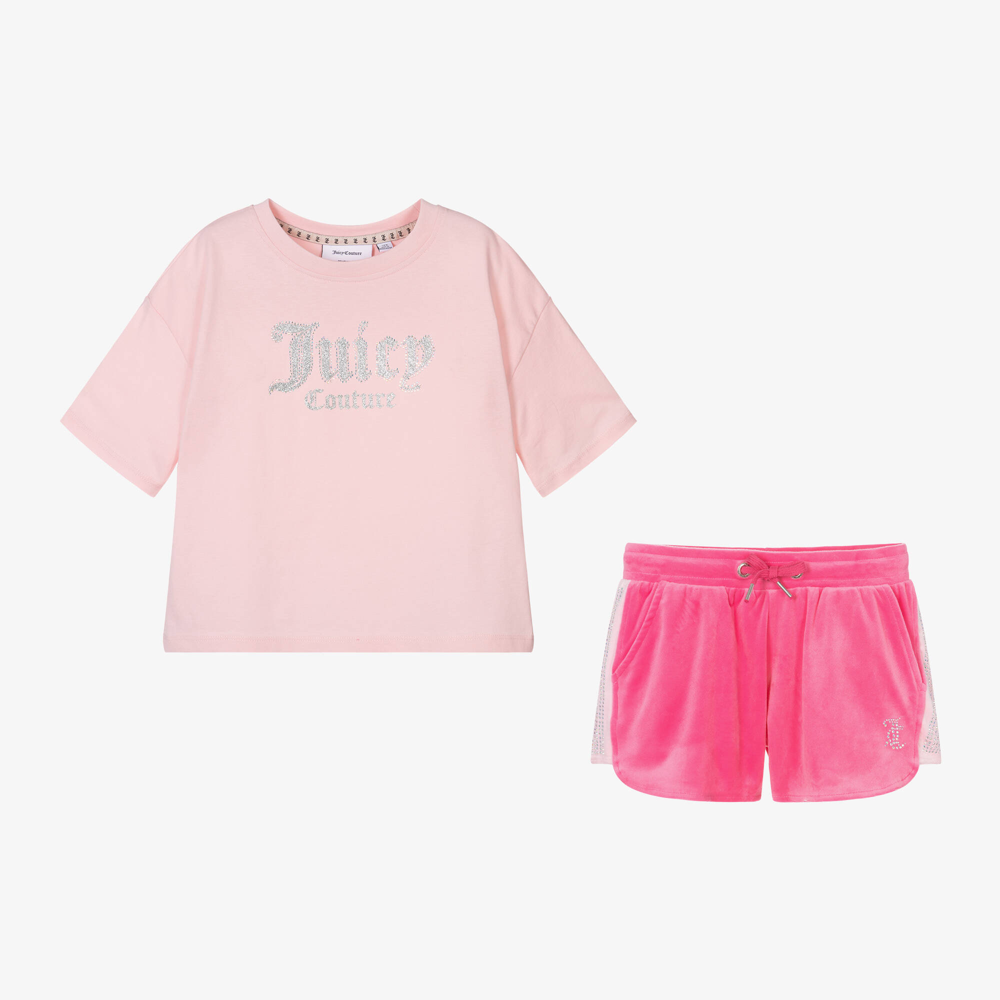 Juicy Couture - Girls Pink Velour Shorts Set | Childrensalon Outlet