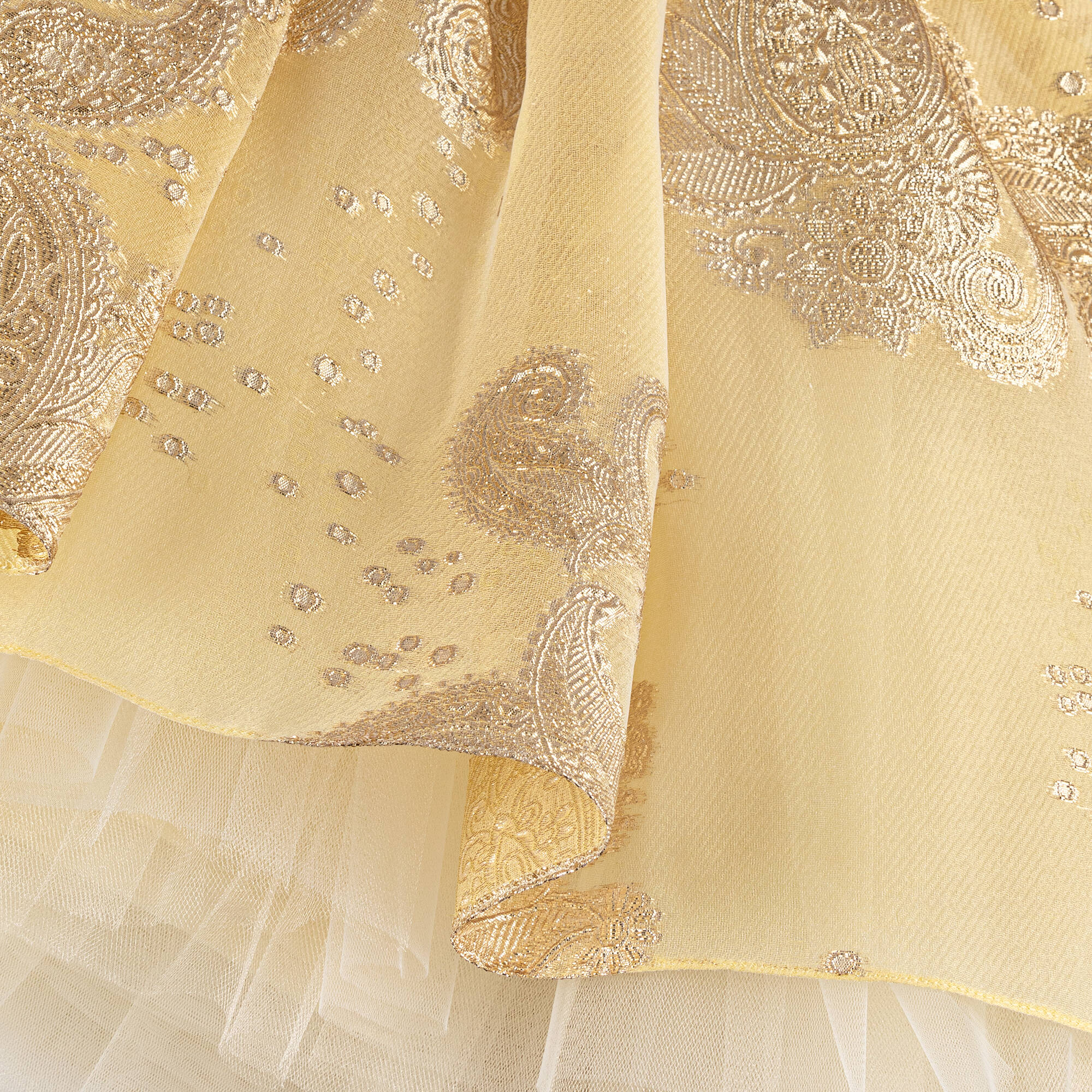Junona - Girls Elegant Gold Jacquard Gown | Childrensalon Outlet