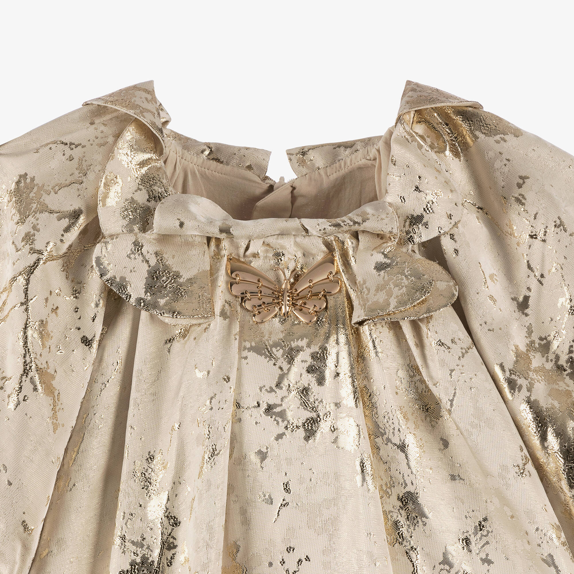 Junona - Girls Elegant Ivory & Gold Floral Gown | Childrensalon Outlet