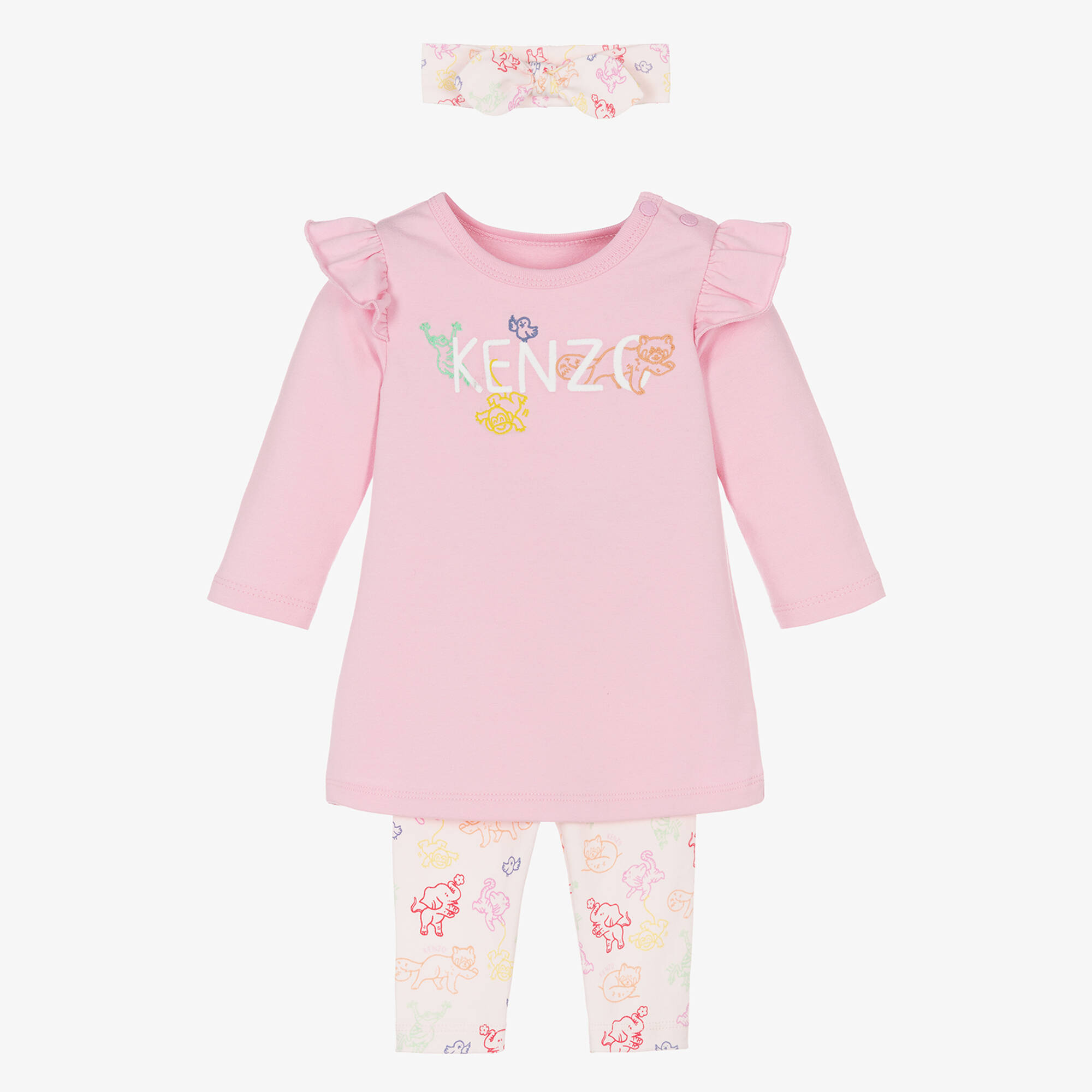 KENZO KIDS - Baby Girls Pink Cotton Dress Set | Childrensalon Outlet