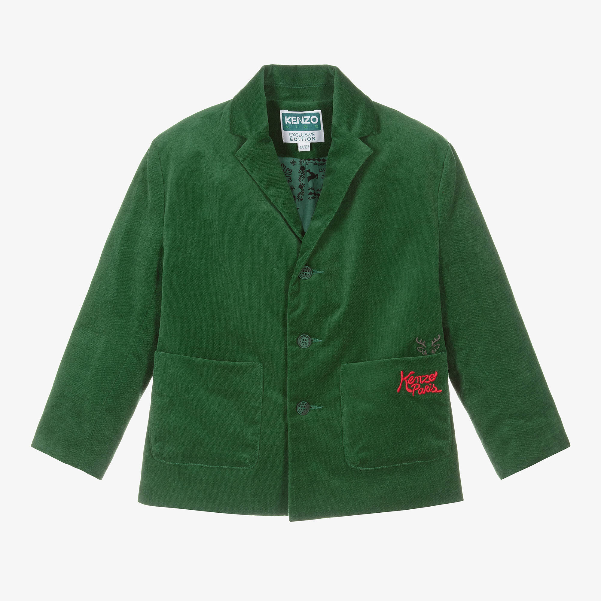 KENZO KIDS - Boys Green Cotton Festive Blazer | Childrensalon Outlet