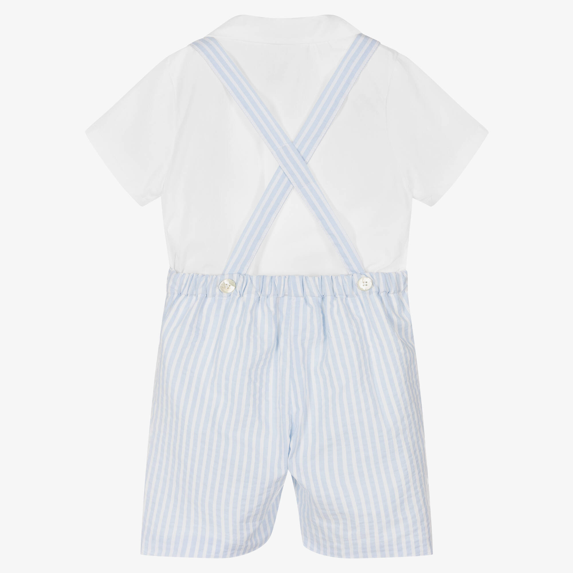 Kidiwi - Boys Blue Stripe Cotton Shorts Set | Childrensalon Outlet