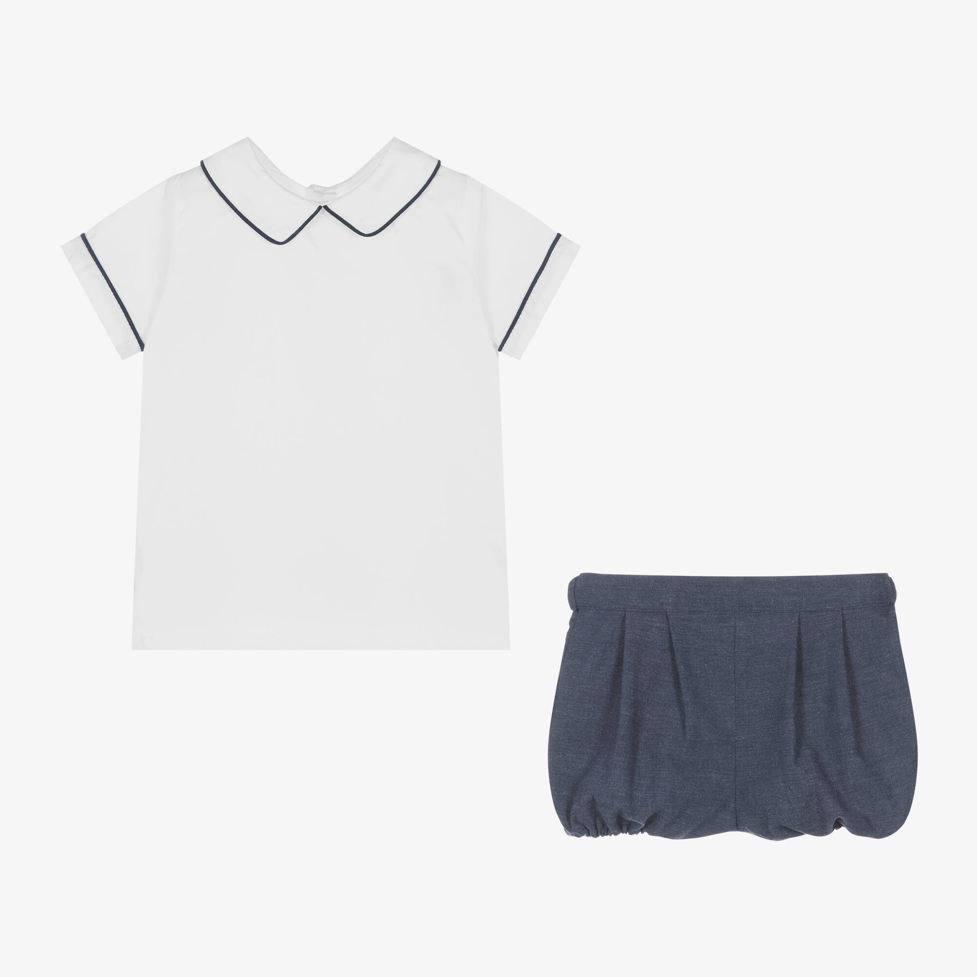 Kidiwi - Boys Navy Blue Cotton Shorts Set | Childrensalon Outlet