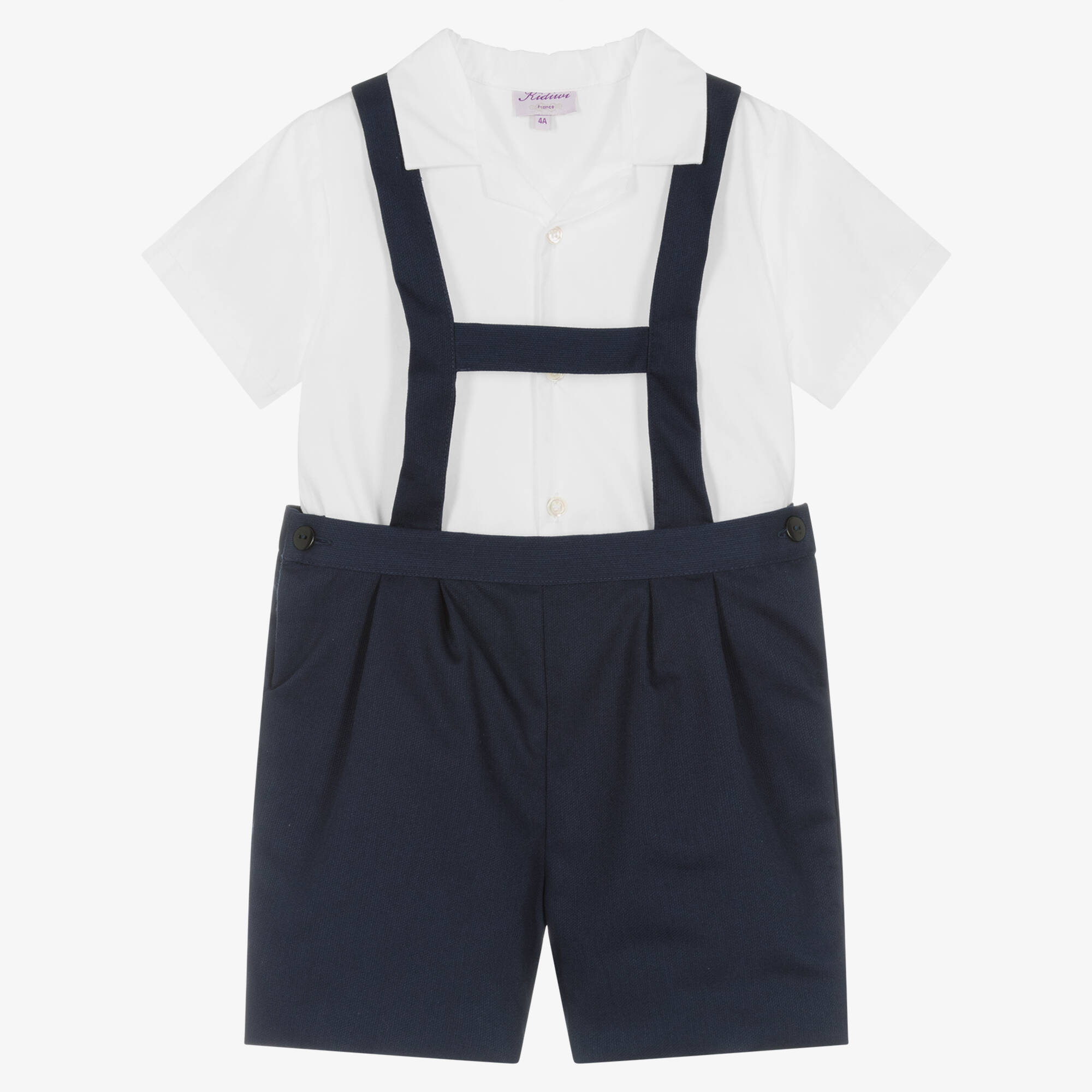 Kidiwi - Boys White & Blue Cotton Shorts Set | Childrensalon Outlet
