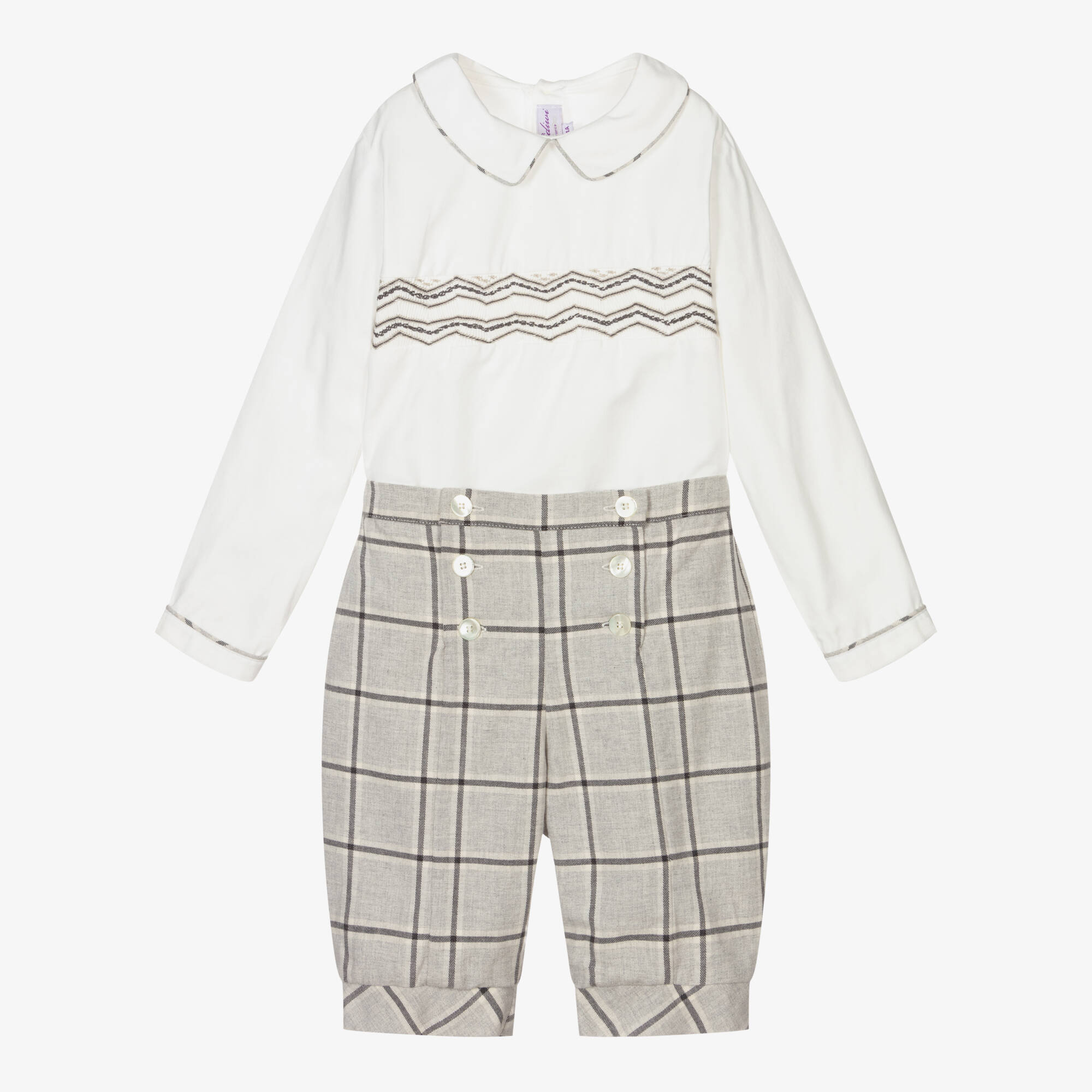 Kidiwi - Ivory & Grey Shorts Set | Childrensalon Outlet