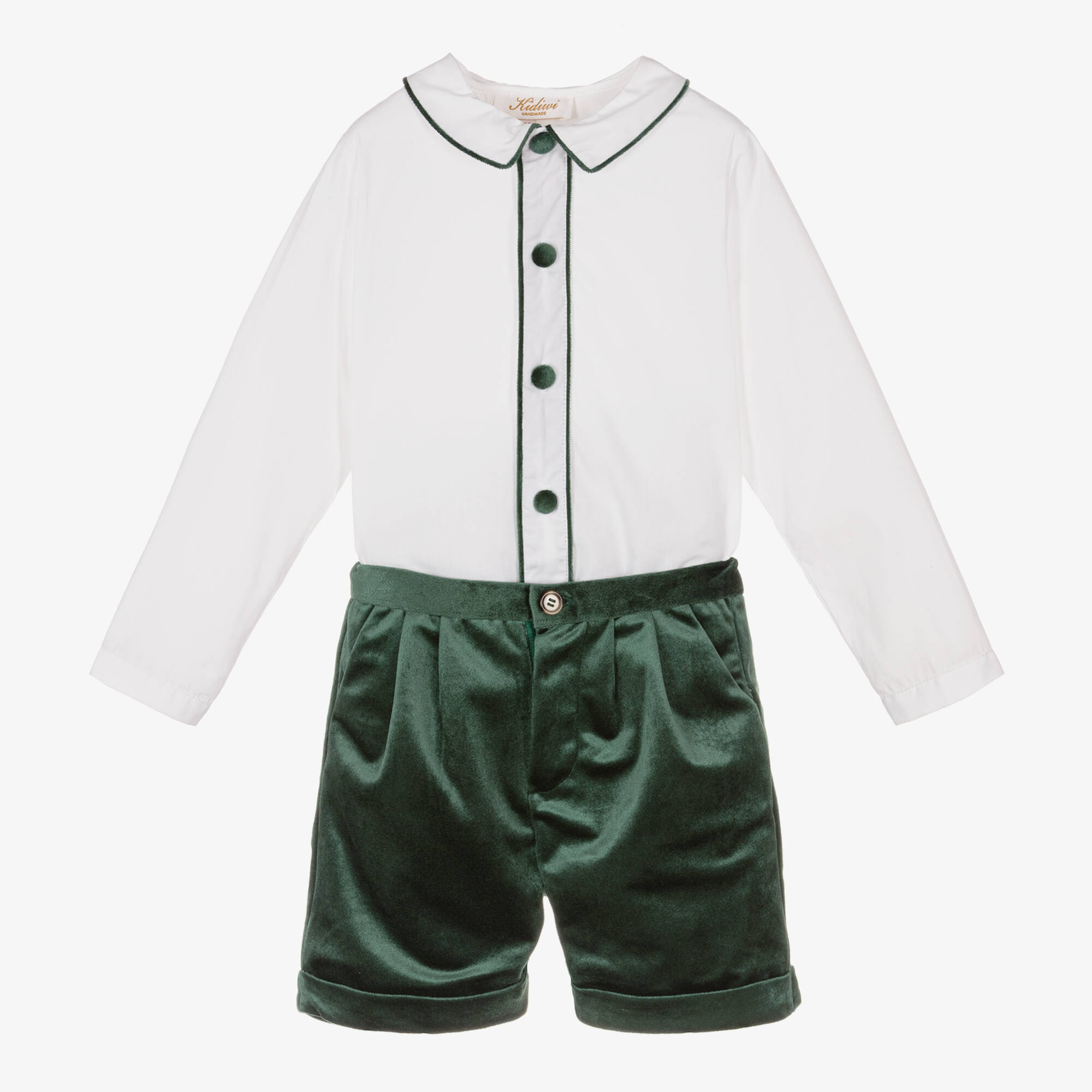 Kidiwi - Junior Boys Velvet Shorts Ensemble | Childrensalon Outlet