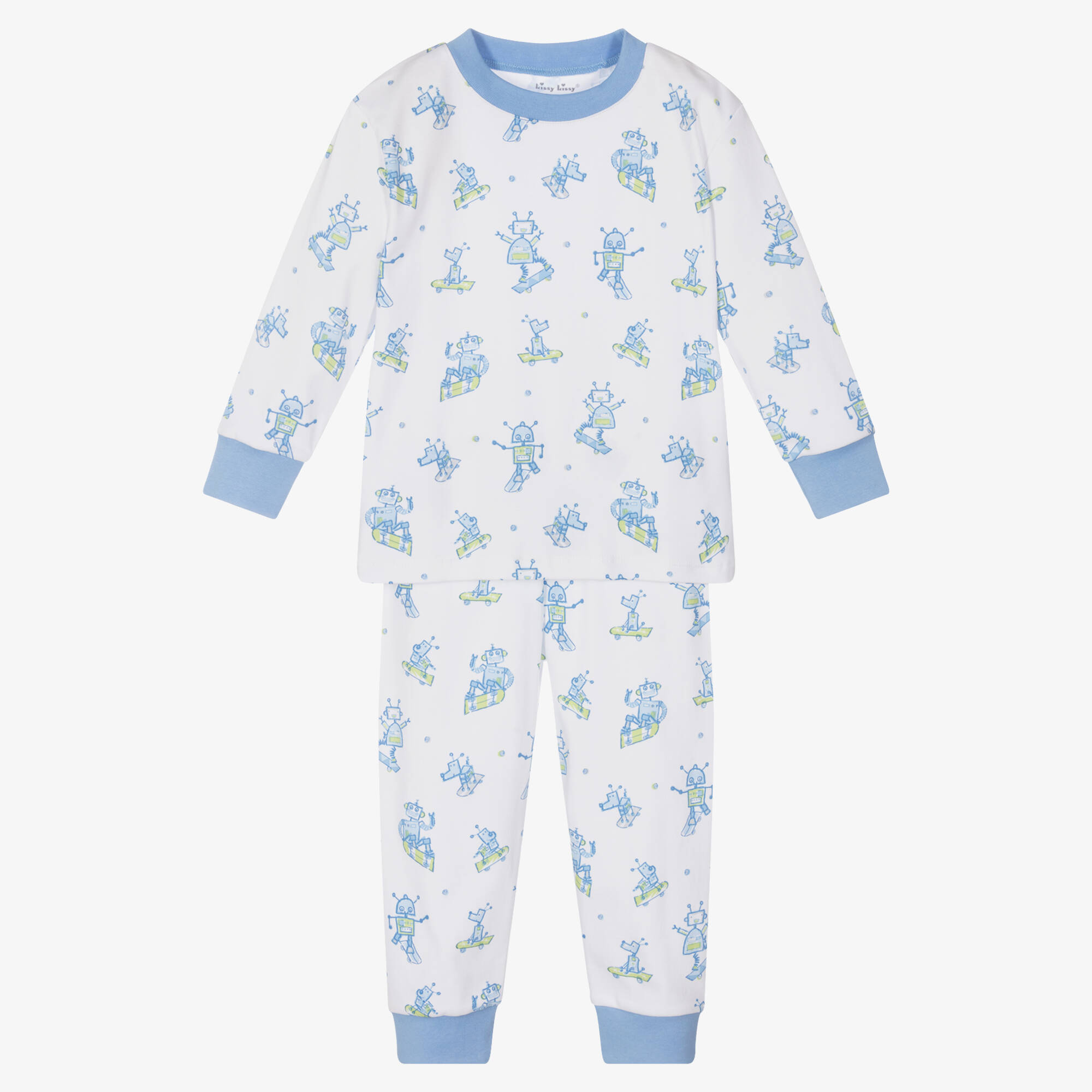 Kissy Kissy - White Pima Cotton Robot Pyjamas | Childrensalon Outlet