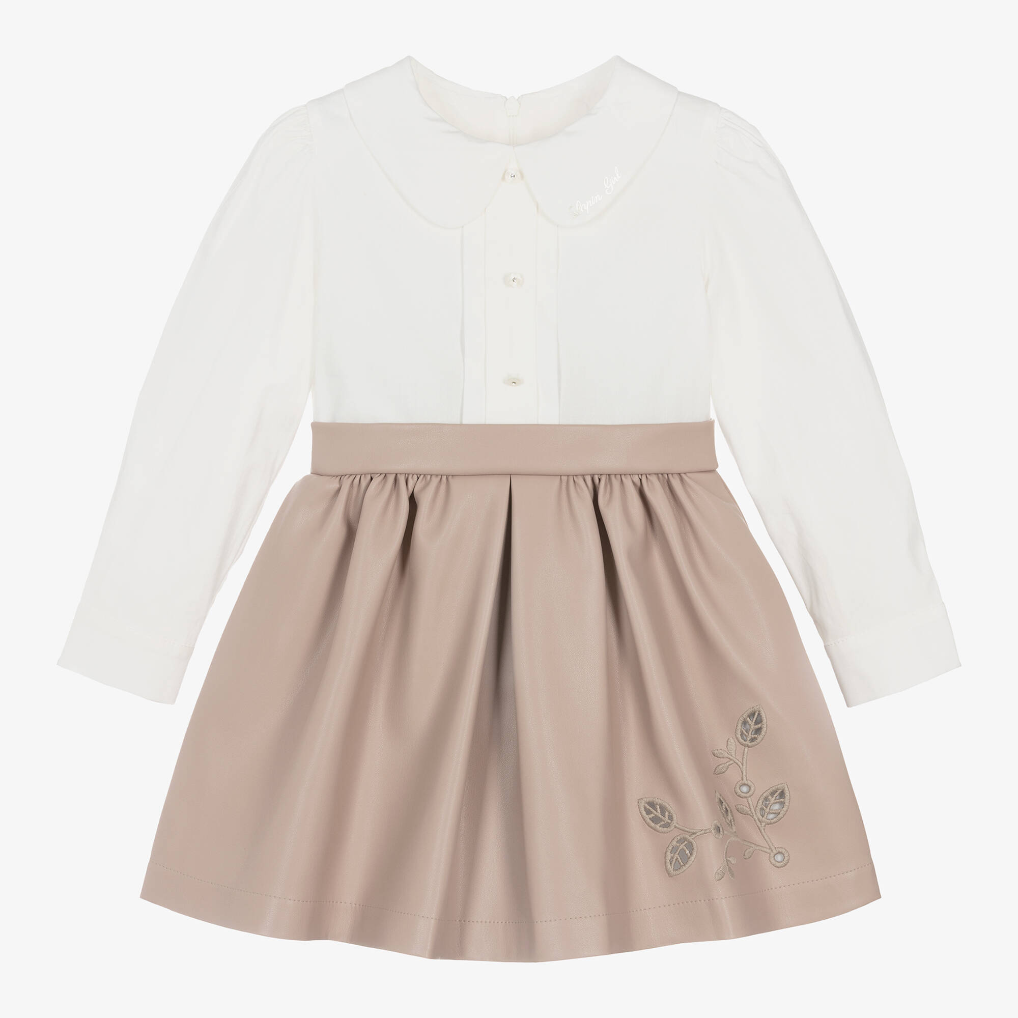 Lapin House - Girls Ivory & Beige Pleather Dress | Childrensalon Outlet