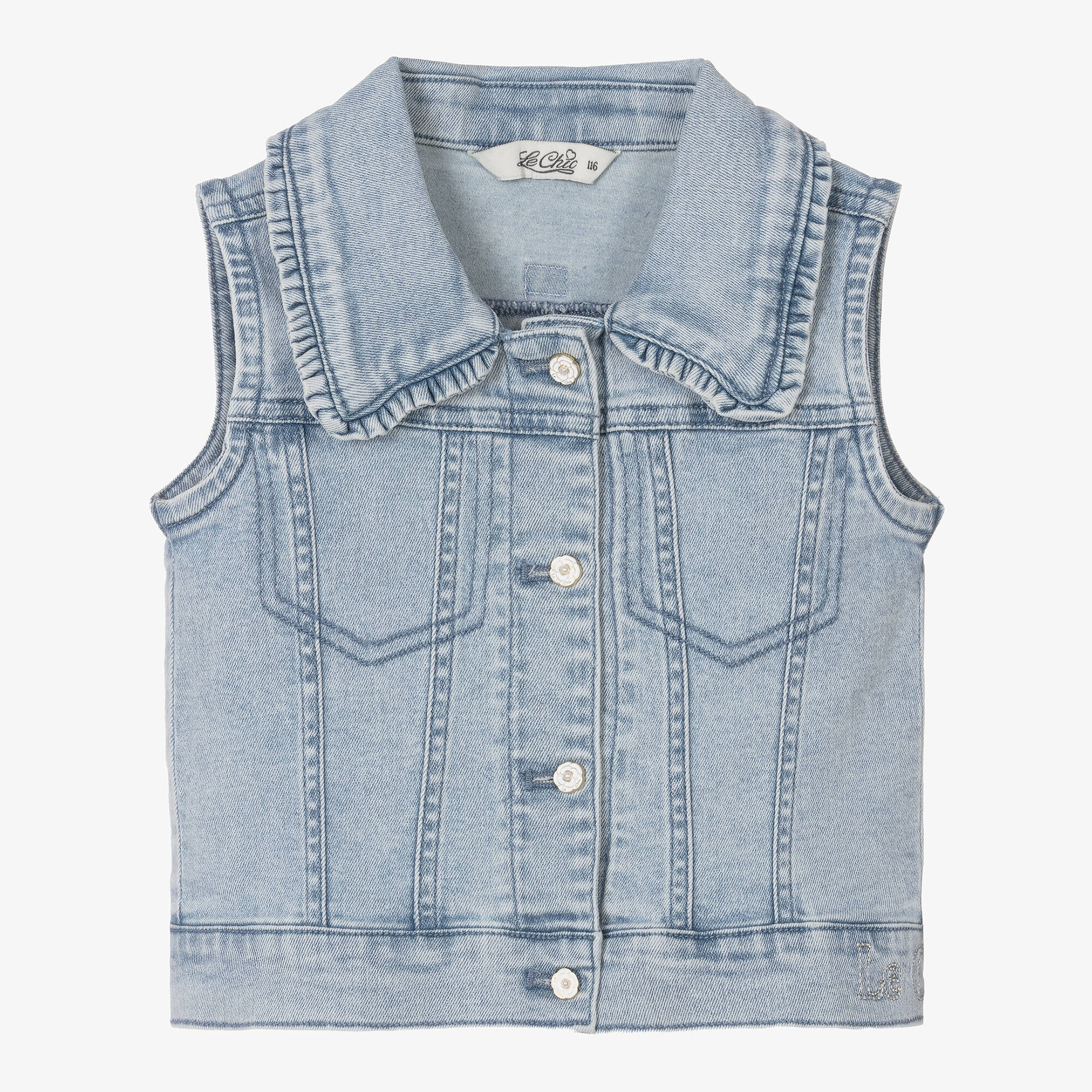Le Chic - Girls Blue Denim Gilet | Childrensalon Outlet