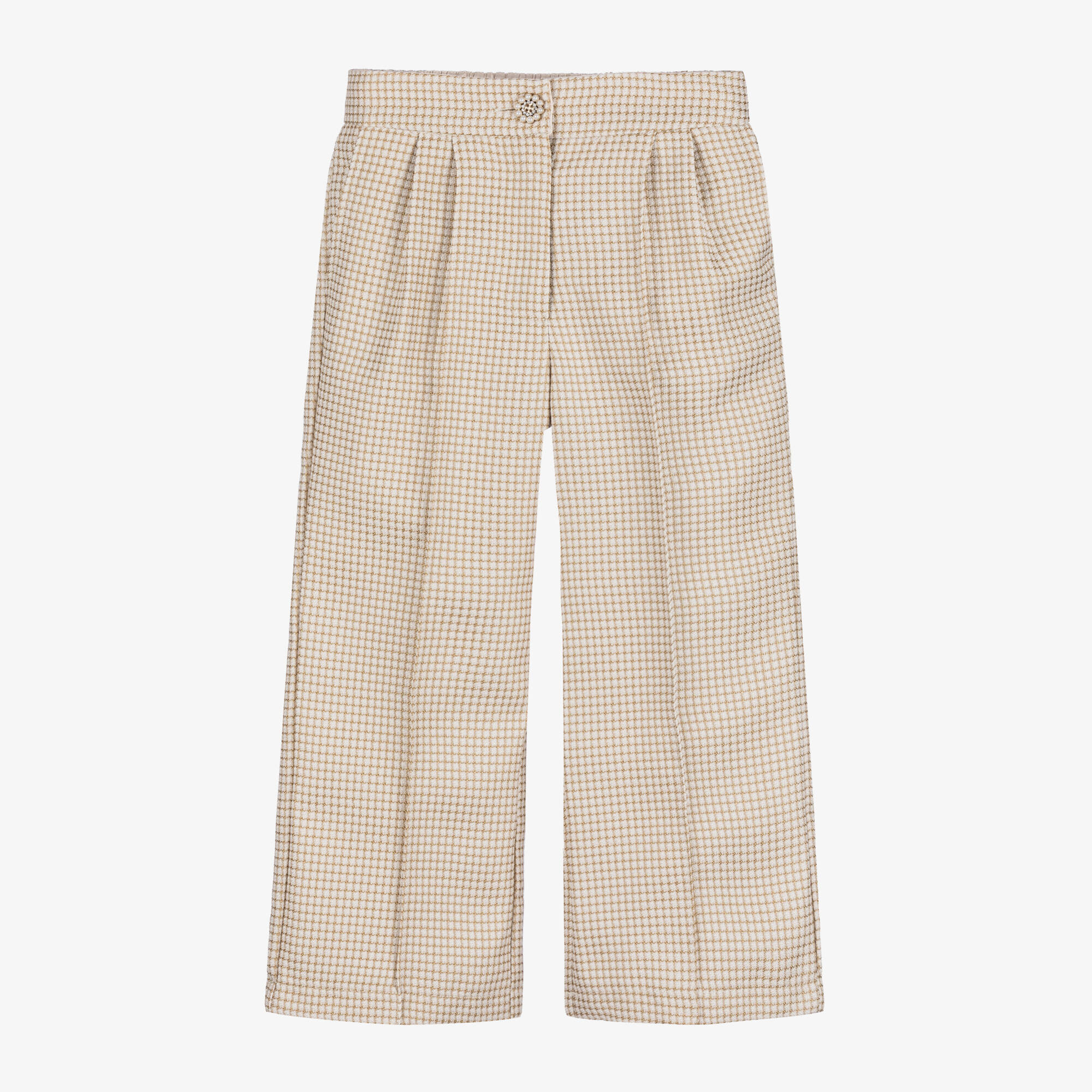 Le Chic - Girls Gold Check Pattern Trousers | Childrensalon Outlet