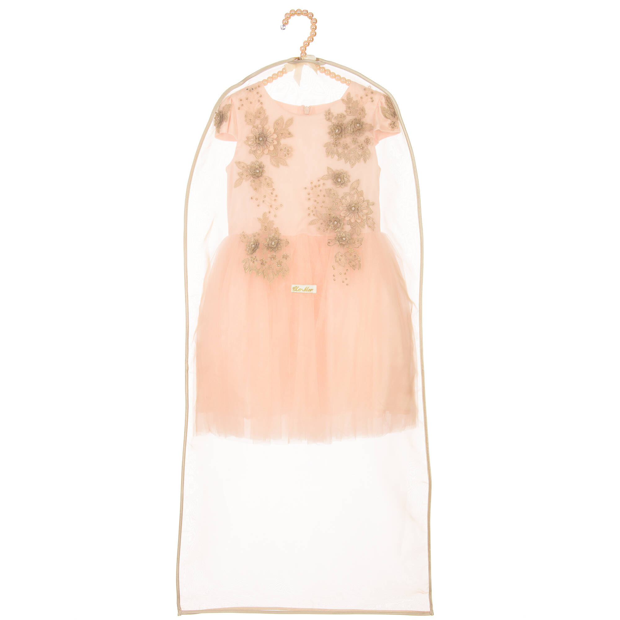 Le Mu - Girls Pink & Gold Tulle Dress | Childrensalon Outlet