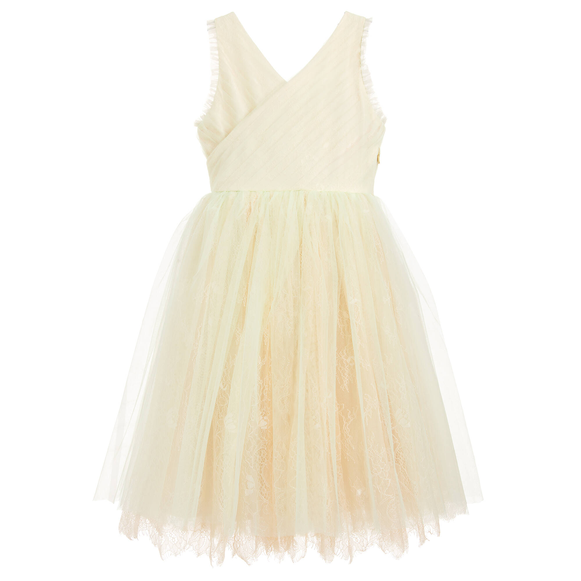 Le Mu - Green Tulle & Lace Dress | Childrensalon Outlet