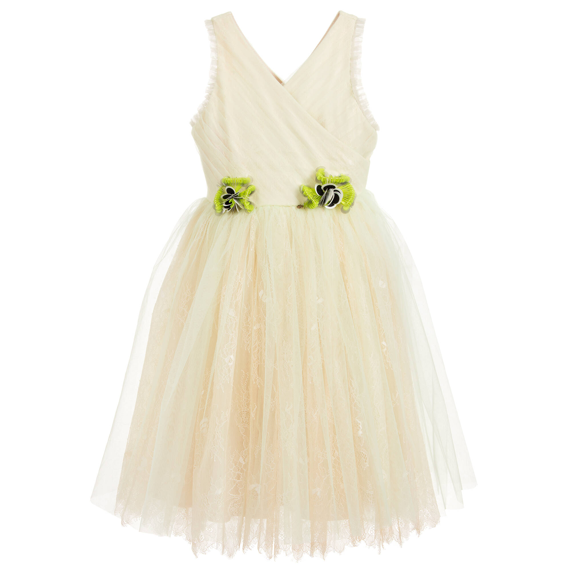 Le Mu - Green Tulle & Lace Dress | Childrensalon Outlet