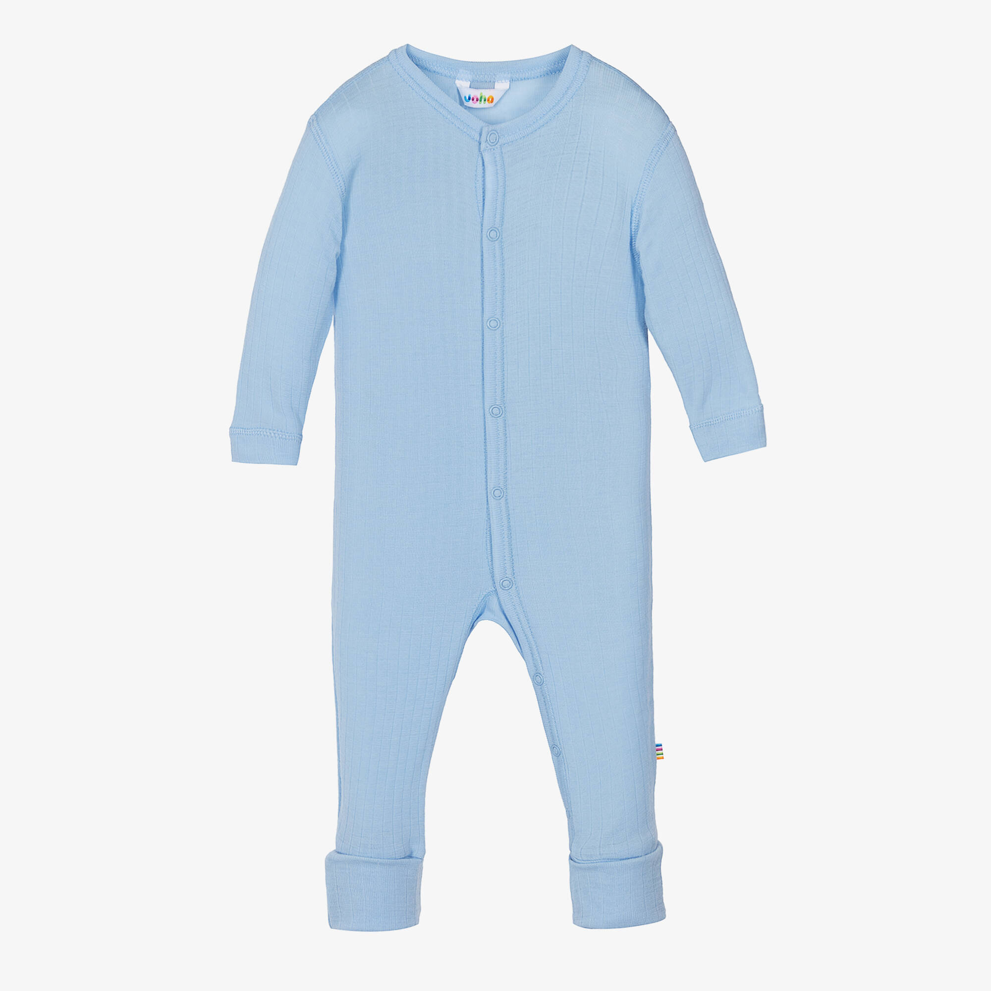 Joha - Light Blue Thermal Merino Wool Baby Romper | Childrensalon Outlet
