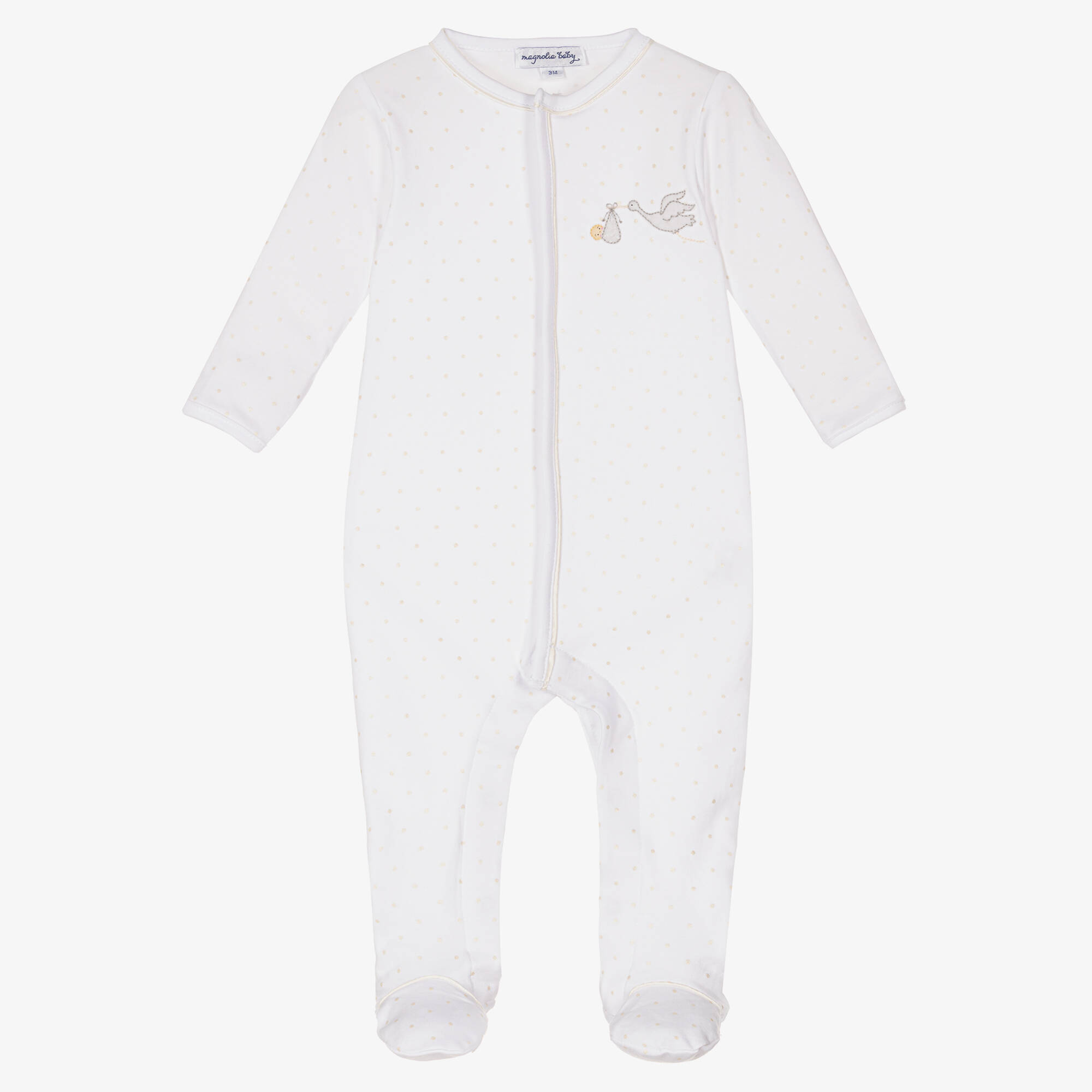 Magnolia Baby - Girls White Cotton Sleepsuit | Childrensalon Outlet
