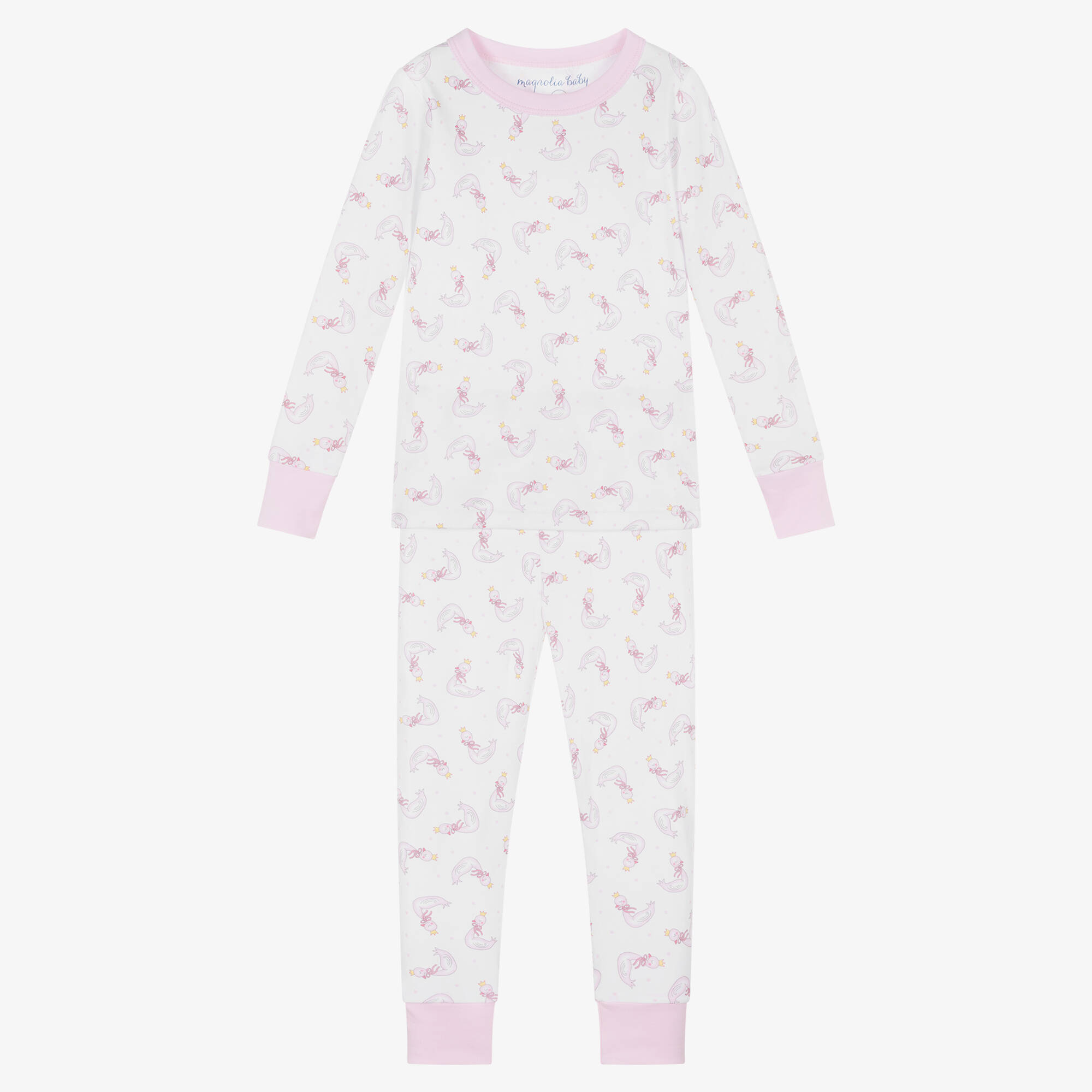 Magnolia Baby - Girls White & Pink Princess Swan Pyjamas ...