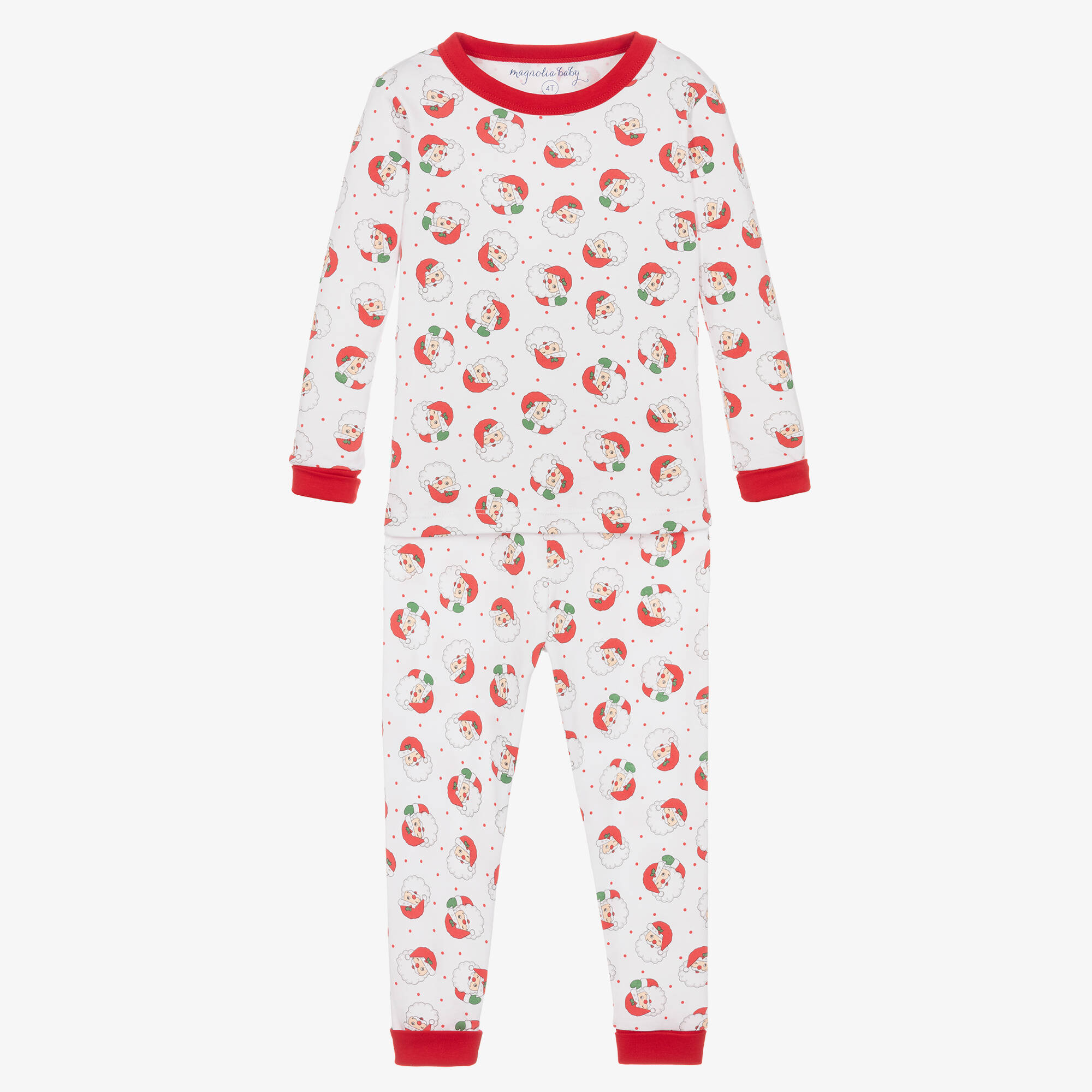 Magnolia Baby - White Cotton & Red Winking Santa Pyjamas ...