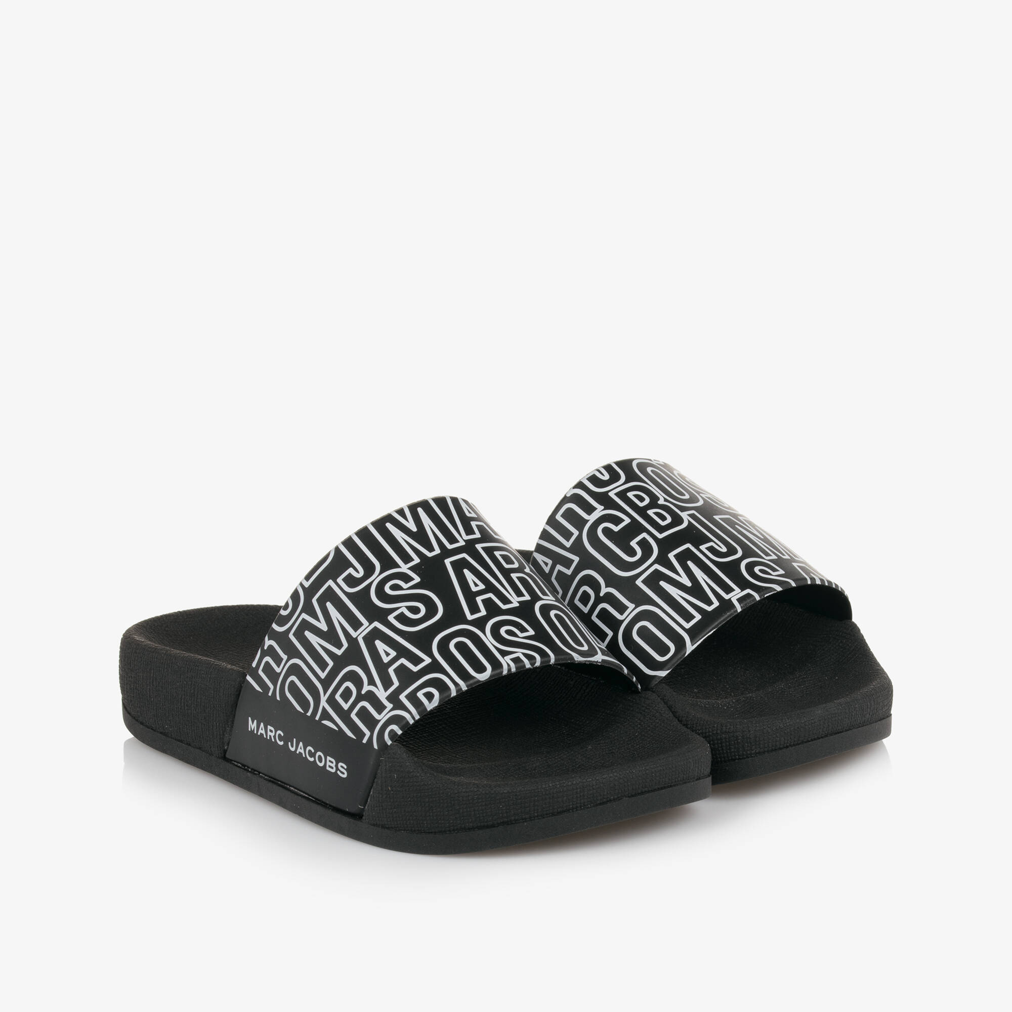 MARC JACOBS - Boys Bold Logo Black Slides | Childrensalon Outlet