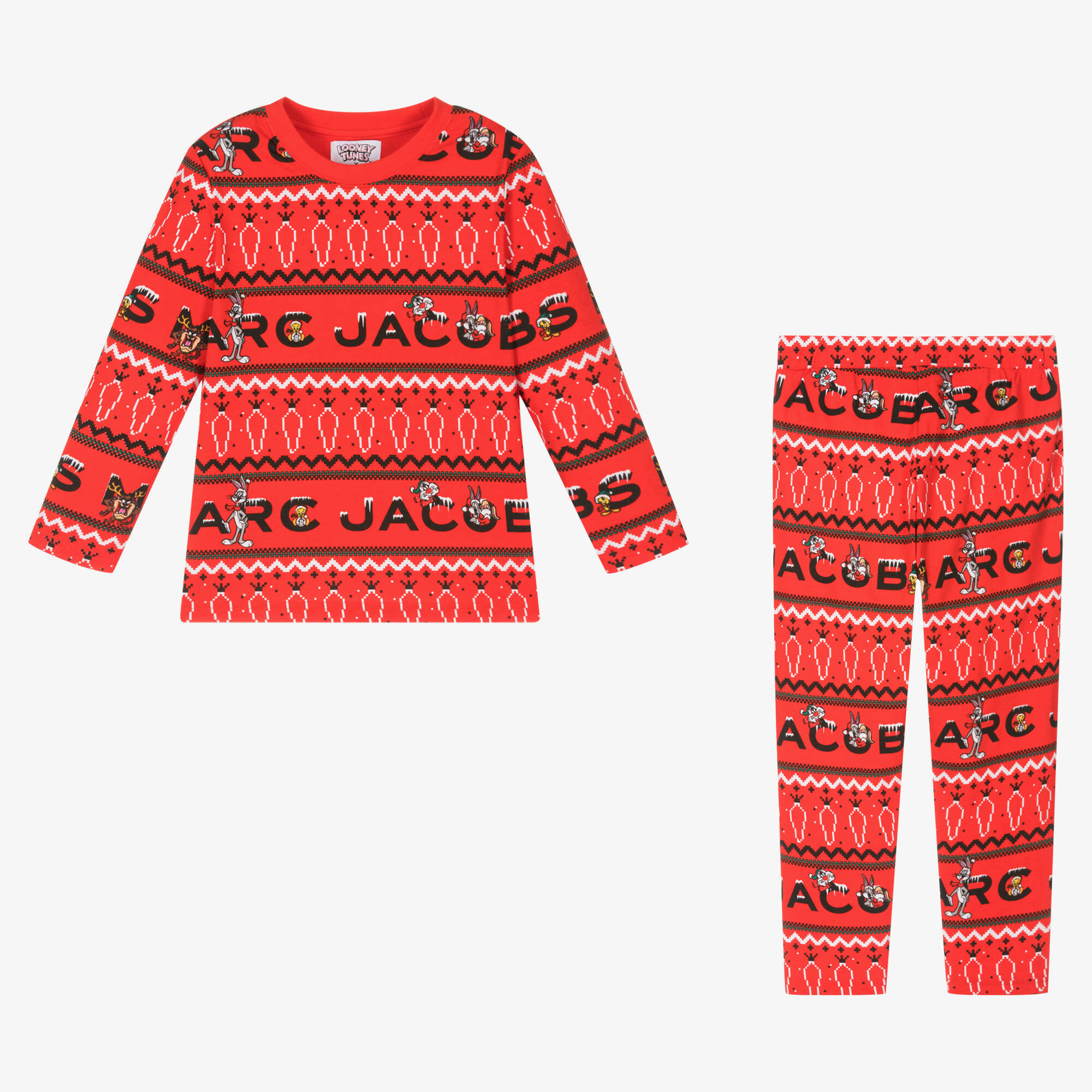 MARC JACOBS - Boys Red Festive Cartoon Pyjamas | Childrensalon Outlet