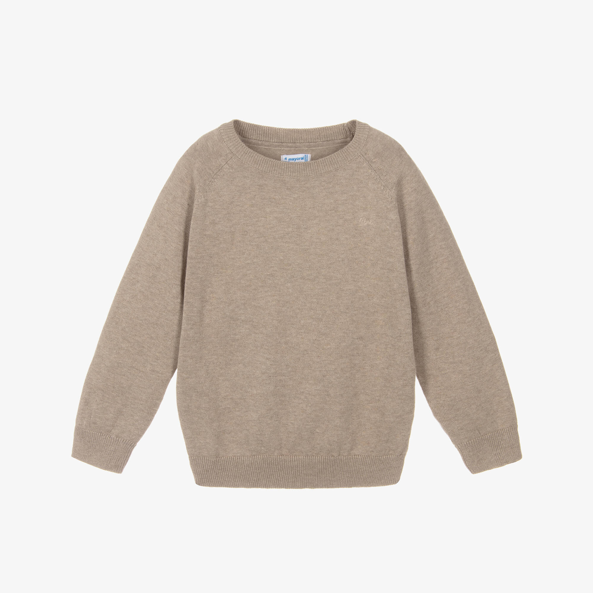 Mayoral - Boys Beige Cotton Knit Raglan Sweater | Childrensalon Outlet