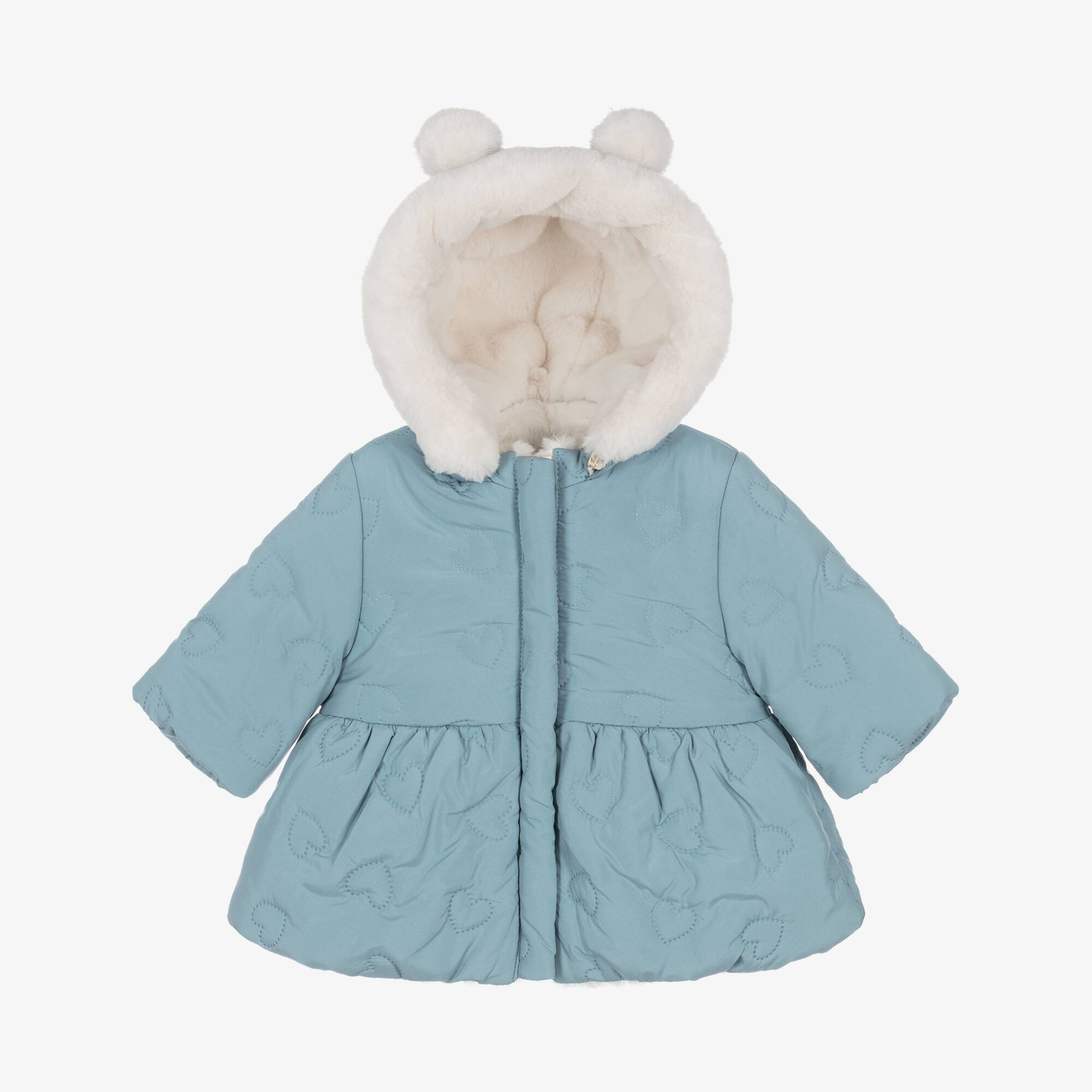 Mayoral Newborn - Girls Dusky Blue Dual-Sided Coat | Childrensalon Outlet
