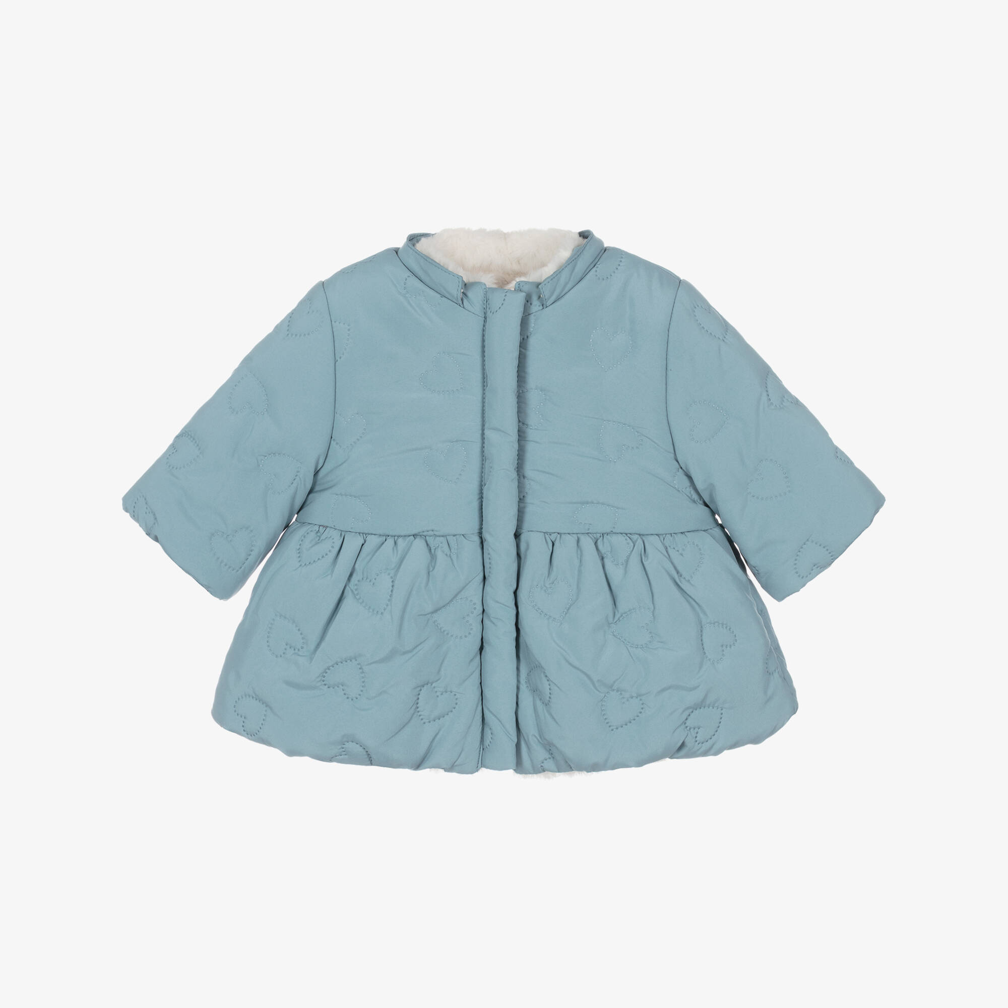 Mayoral Newborn - Girls Dusky Blue Dual-Sided Coat | Childrensalon Outlet