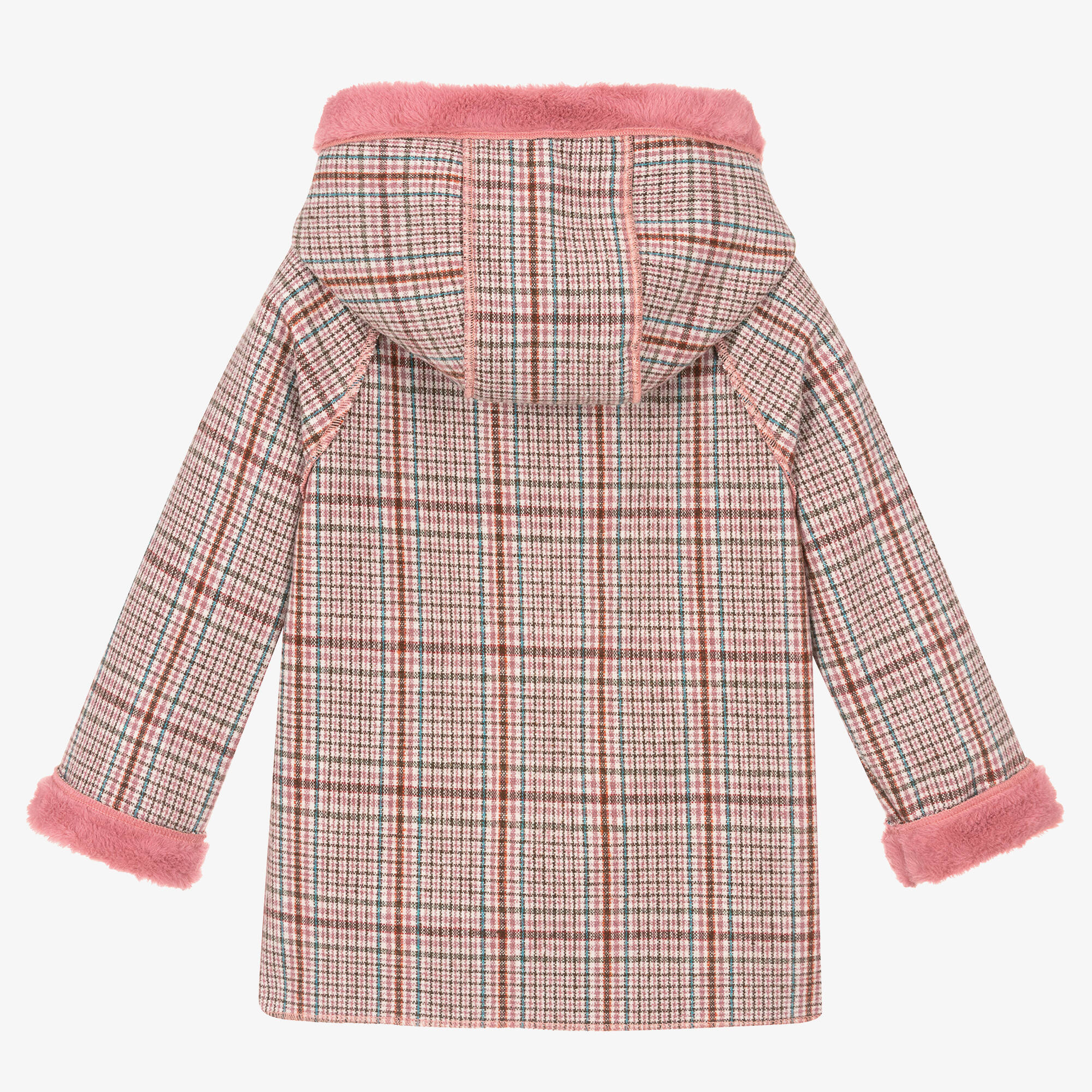 Mayoral - Girls Pink & Blue Check Coat | Childrensalon Outlet