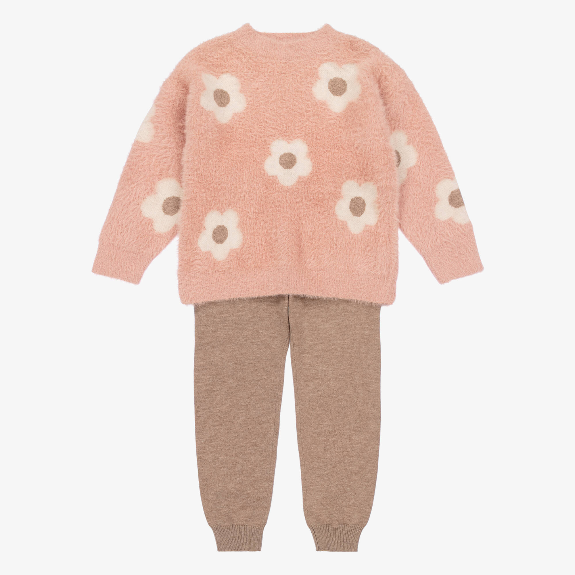 Mayoral - Girls Pink Knitted Trouser Set | Childrensalon Outlet