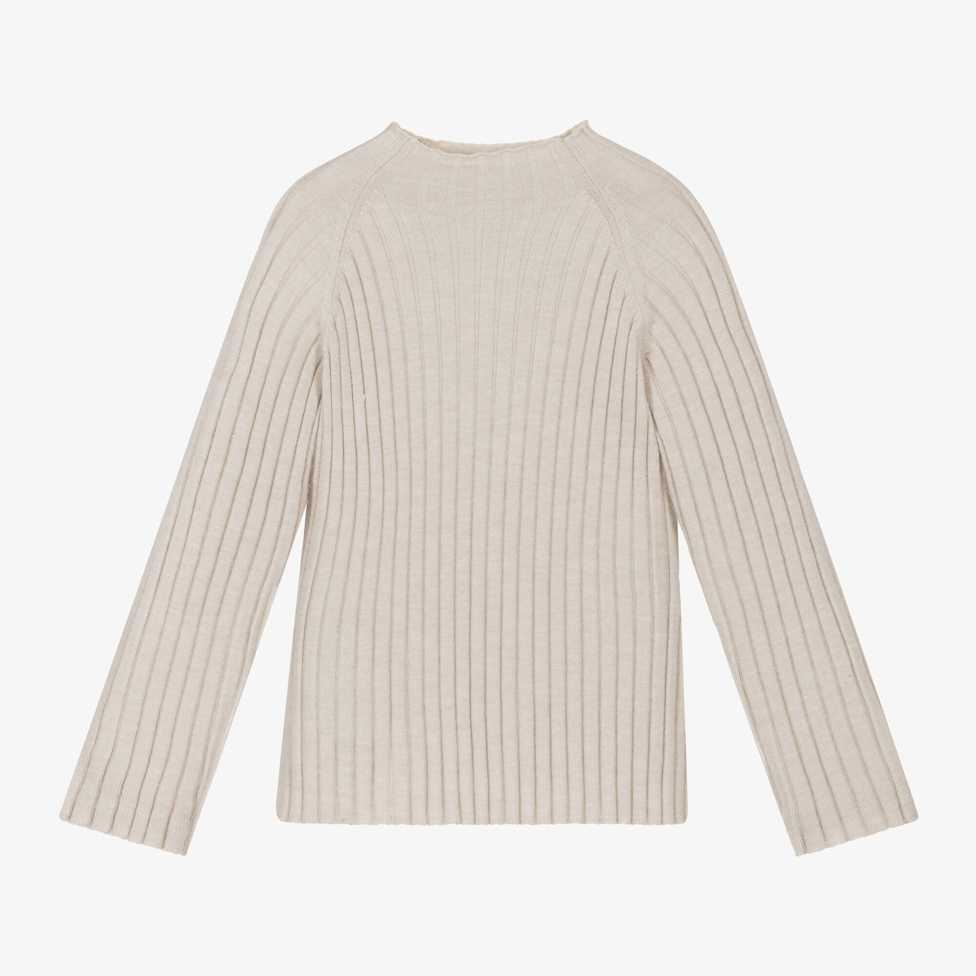 Mayoral - Girls Ribbed Beige Roll Neck | Childrensalon Outlet
