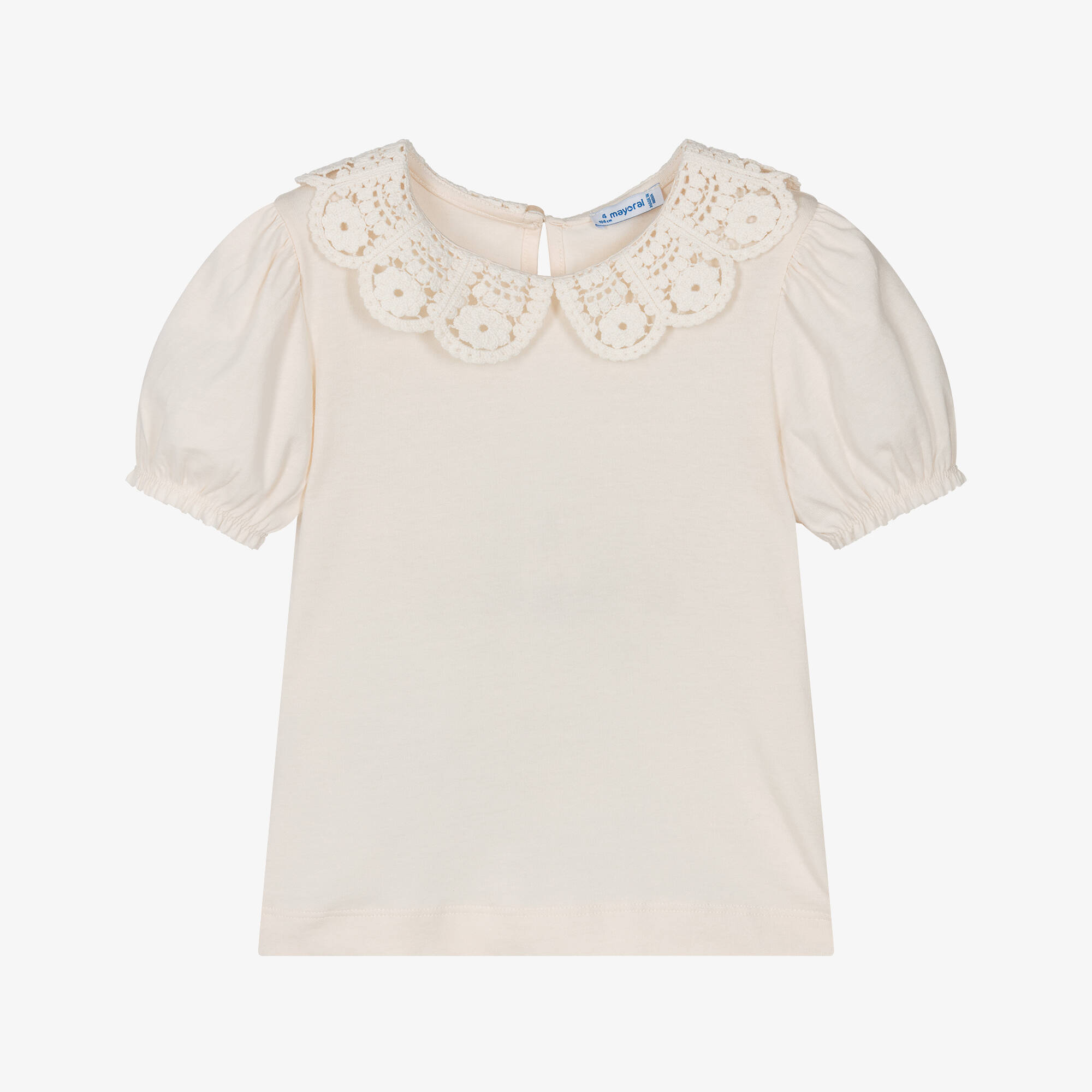 Mayoral - Girls Soft Ivory Crochet Collar Top | Childrensalon Outlet