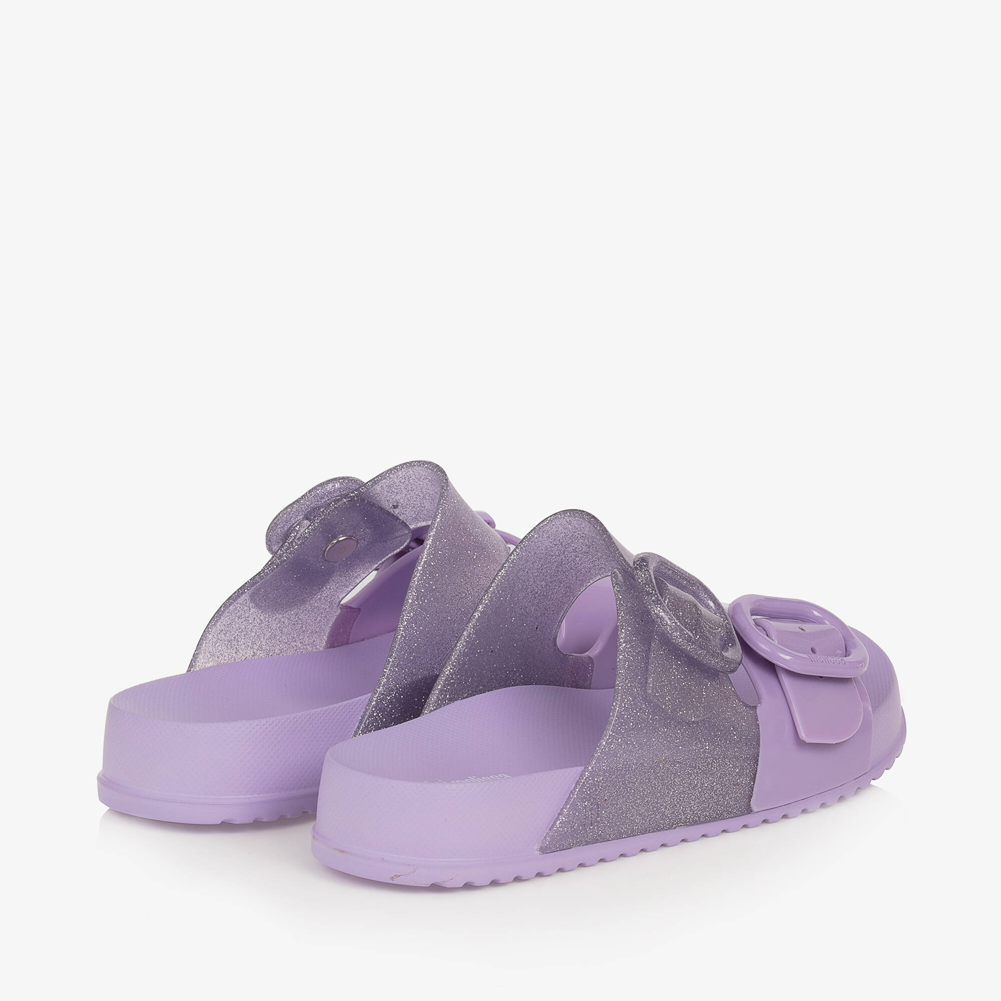 Mini Melissa - Girls Lilac Purple Glitter Sliders | Childrensalon Outlet