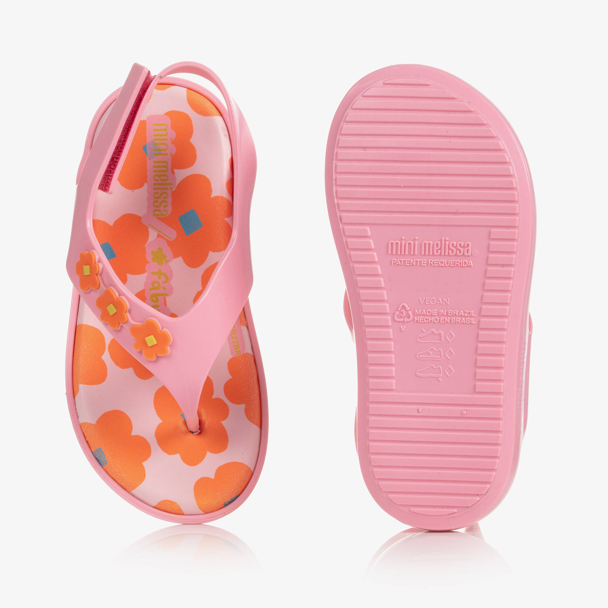 Mini Melissa - Girls Pink Flowers Jelly Sandals | Childrensalon Outlet